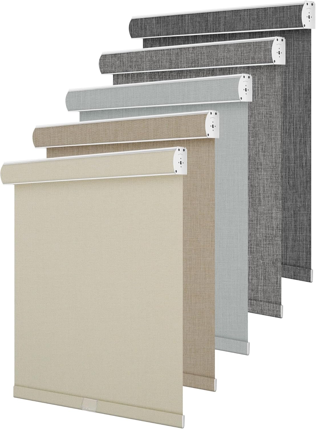 Amazon.com: Blackout Roller Shades for Windows,Linen Fabric,Cordless ...