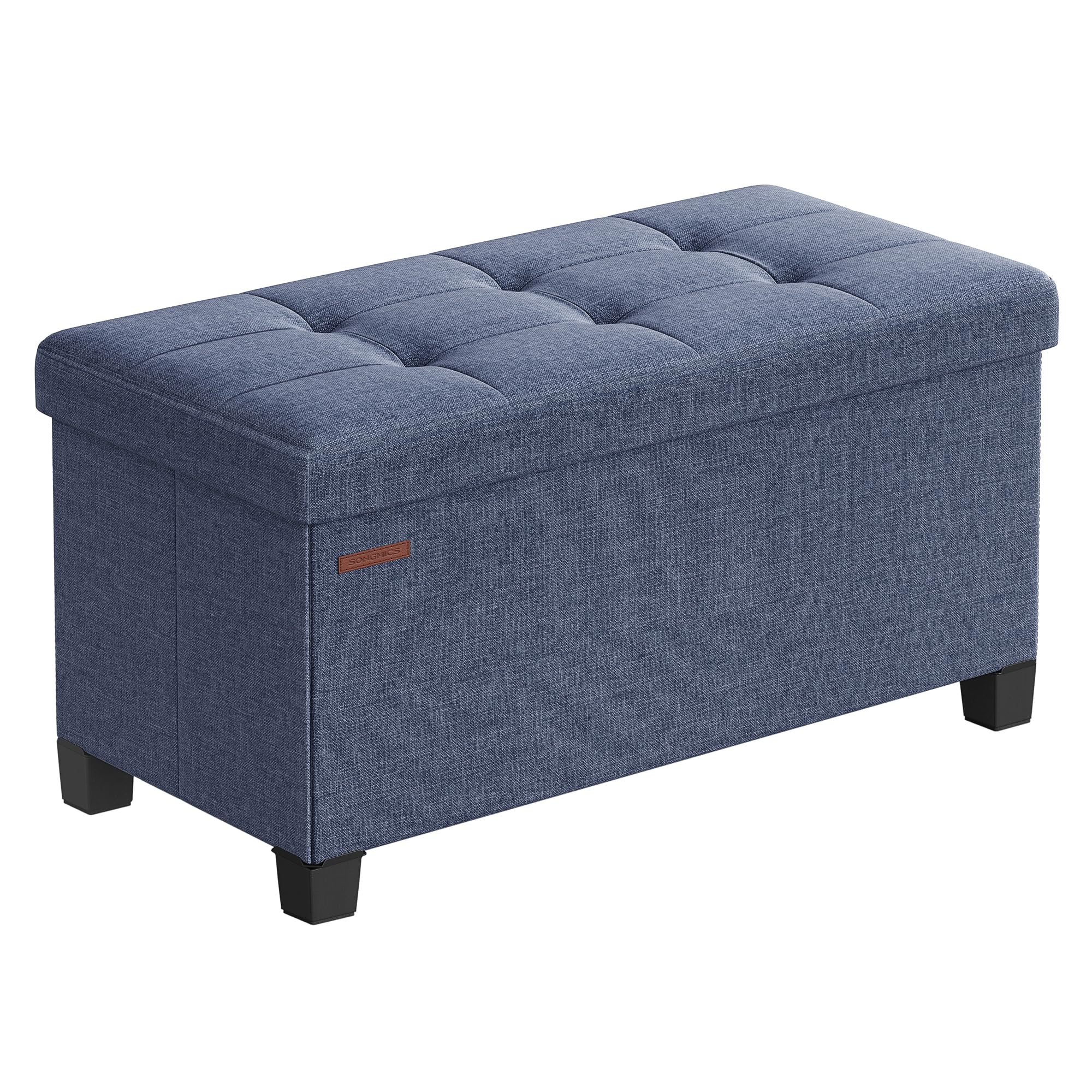 SONGMICS Storage Ottoman, Folding Storage Bench, Ottoman with Storage ...