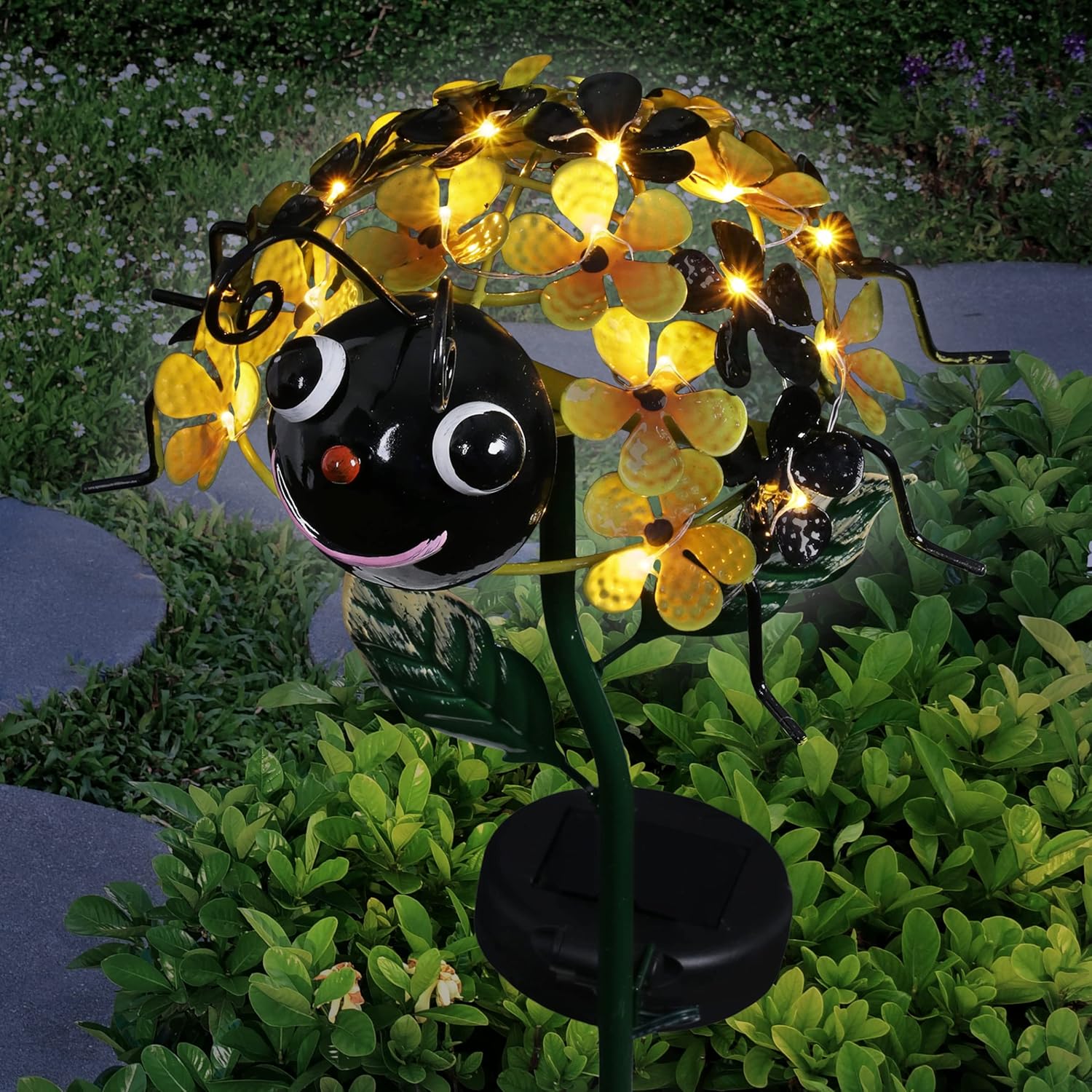 Exhart Bumble Bee Garden Stake - Bumblebee on a Solar Flower Garden ...