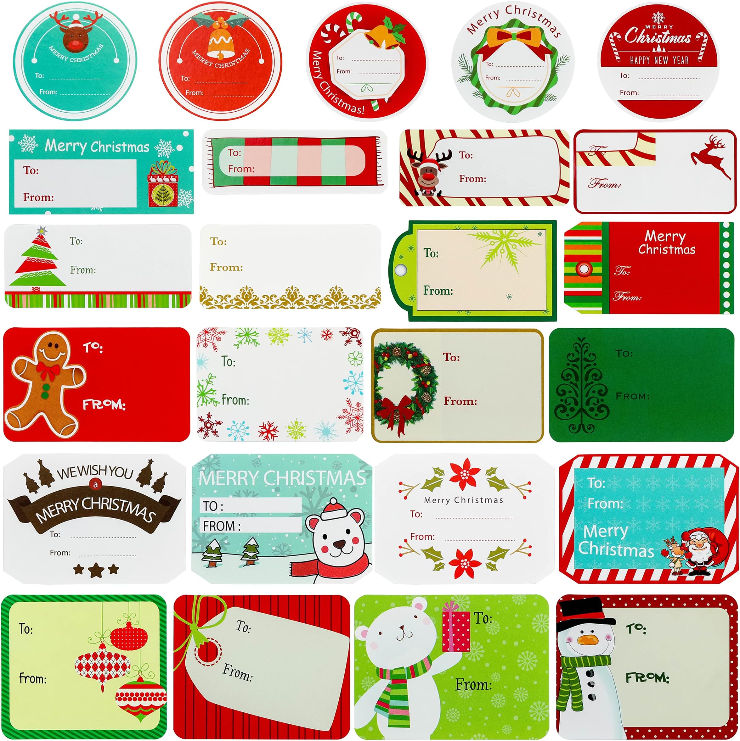 Amazon.com : Merry Christmas Stickers / 500 Multicolor Christmas Labels ...