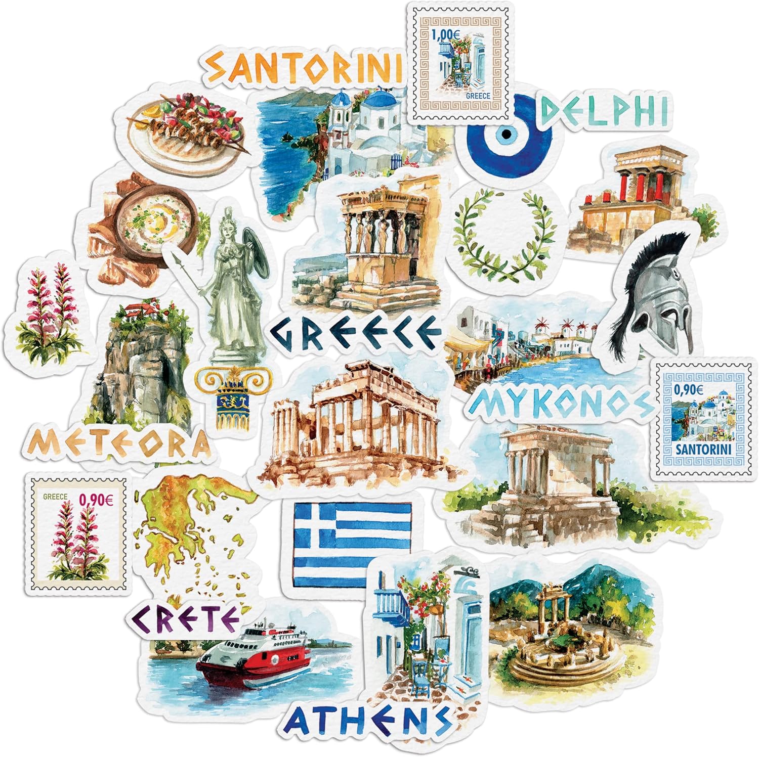 Amazon.com: Navy Peony Idyllic Greece Travel Stickers (29 Pieces ...