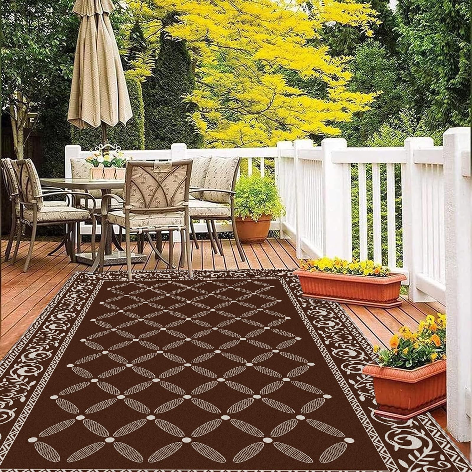 RUN.SE RUN.SE 9 x 12' Outdoor Patio Mats Waterproof Reversible Mats RV ...