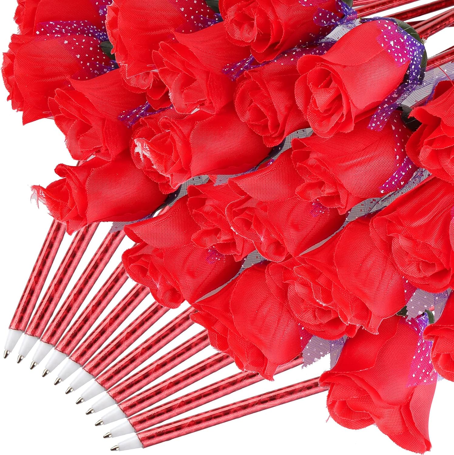 Amazon.com : Zonon 52 Pcs Valentine's Day Rose Flower Pen Ballpoint ...