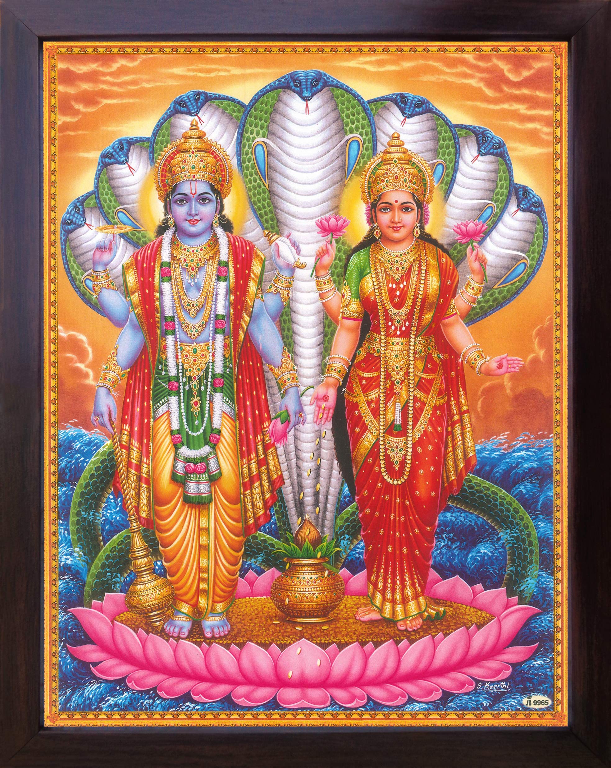 Buy HandicraftStore Lord Vishnu & Maa Parvati Appearing from Snake and ...