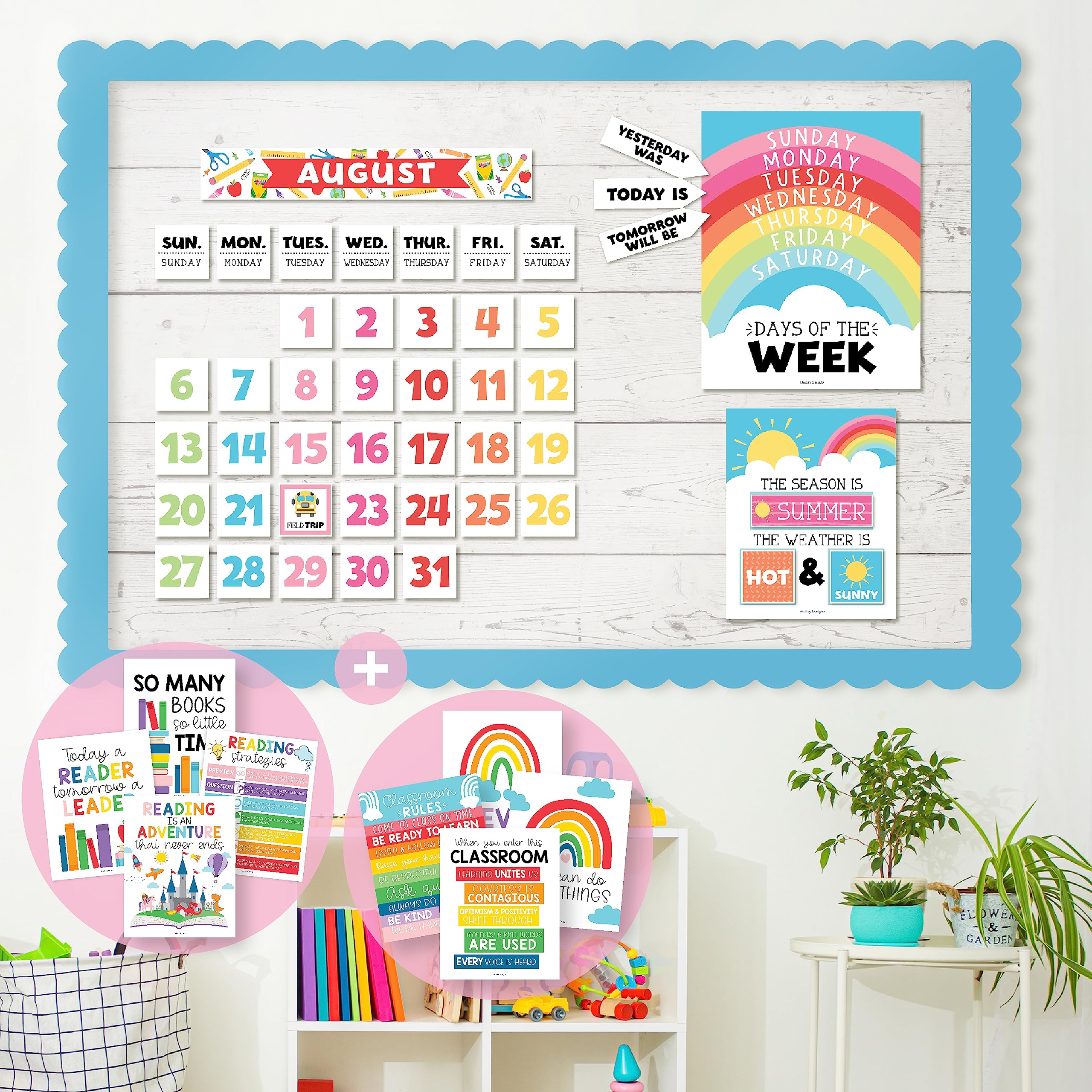 Amazon.com : 1 Doodle Classroom Calendar Set Bulletin Board Sets For ...