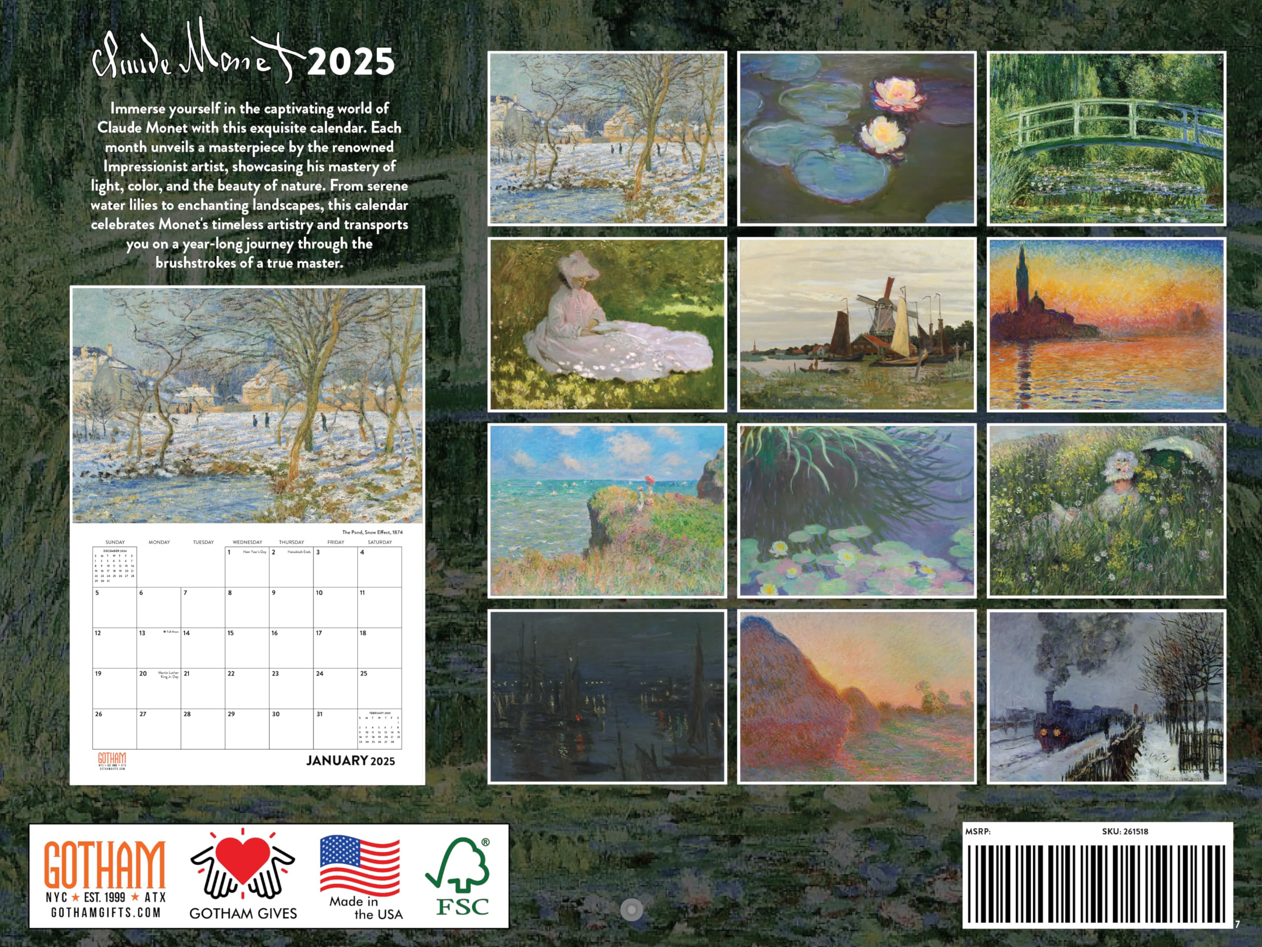 Snapklik.com : Claude Monet Calendar 2025 Art Monthly Wall Calender 12 ...