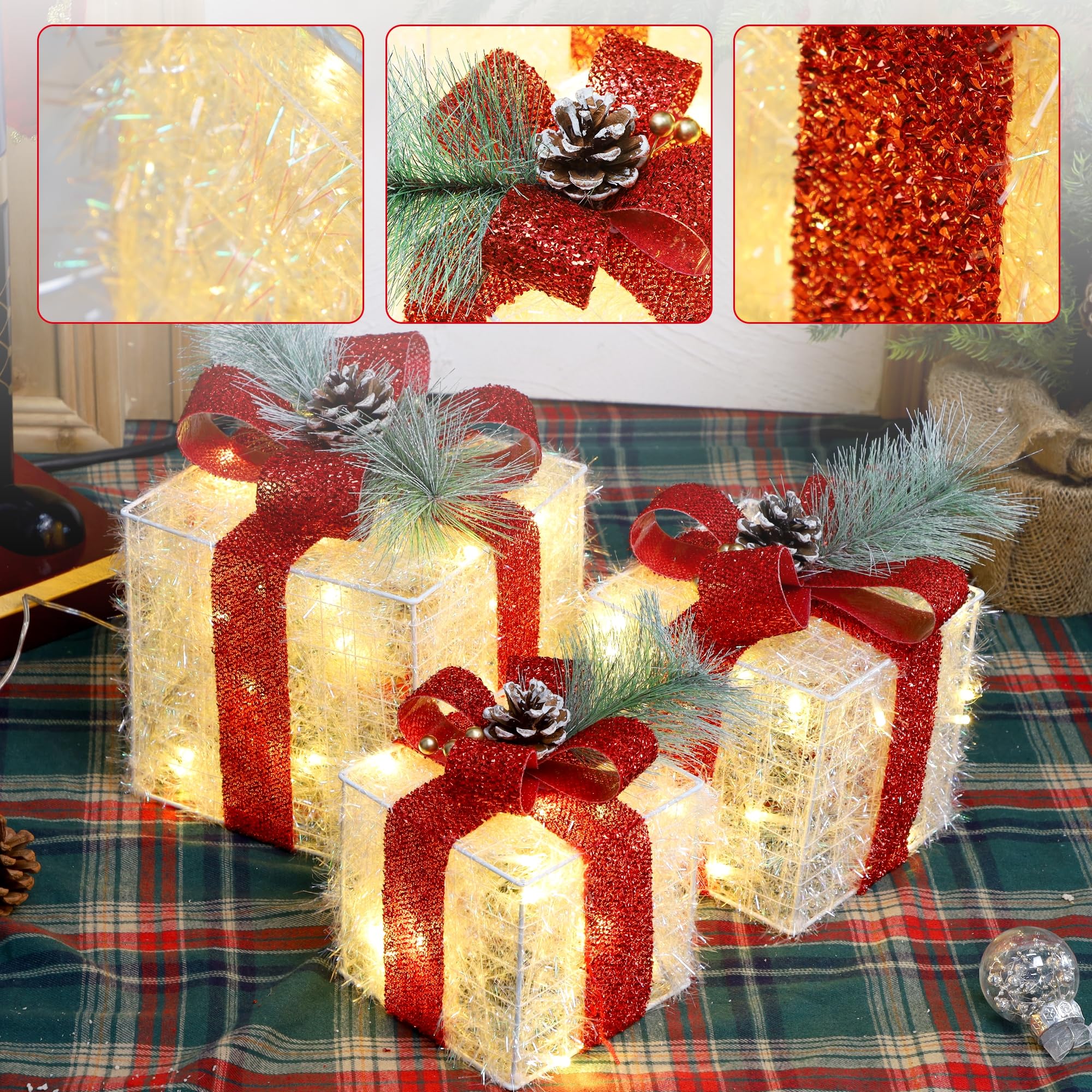 Snapklik.com : Lighted Gift Boxes Decorations, Light Up Present Box For ...