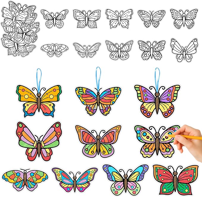 Amazon.com: JAPBOR Spring Butterfly Coloring Craft - 83pcs Springtime ...
