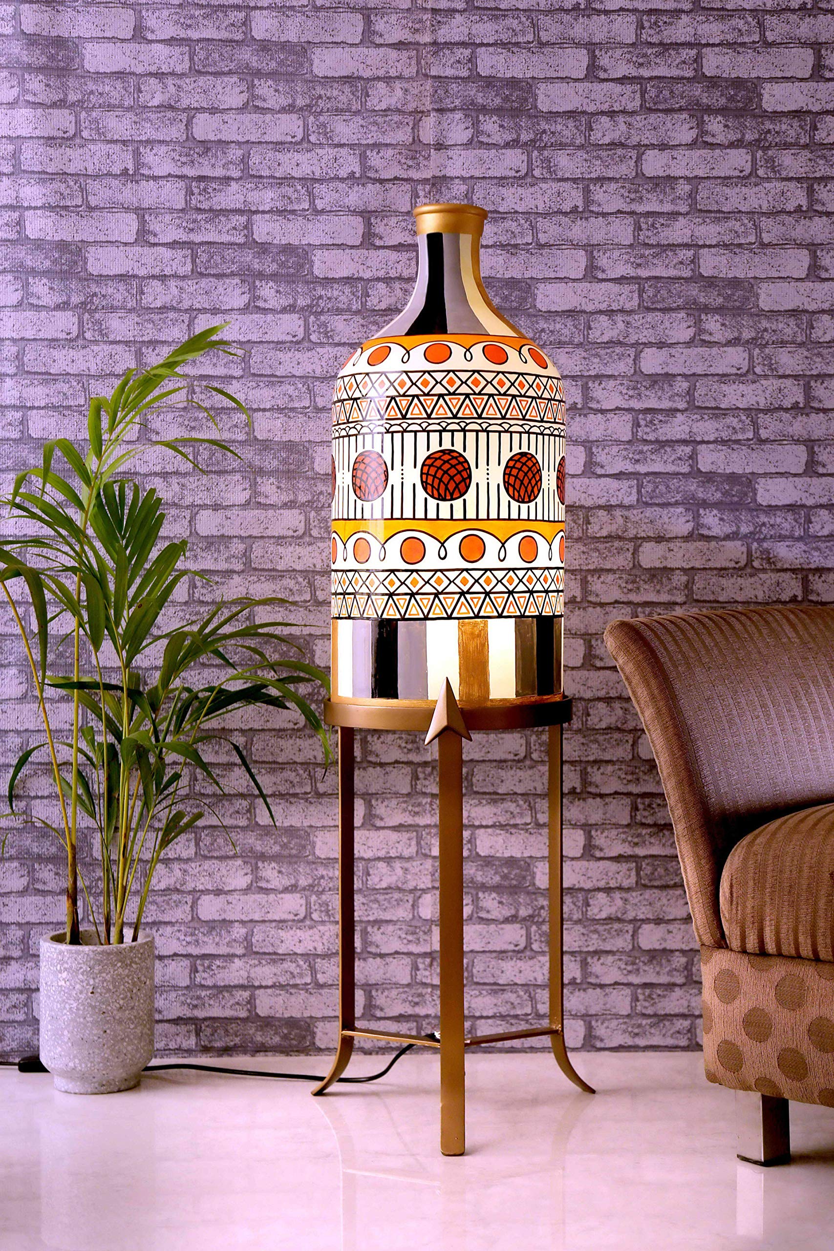 Posh n Plush Stripe-it-Out Hand Crafted Standing, Decorative Floor Lamp ...