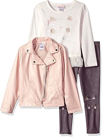 Amazon.com: Little Lass Girls' Little 3 Pc Catitude Jacket Set, Pink ...