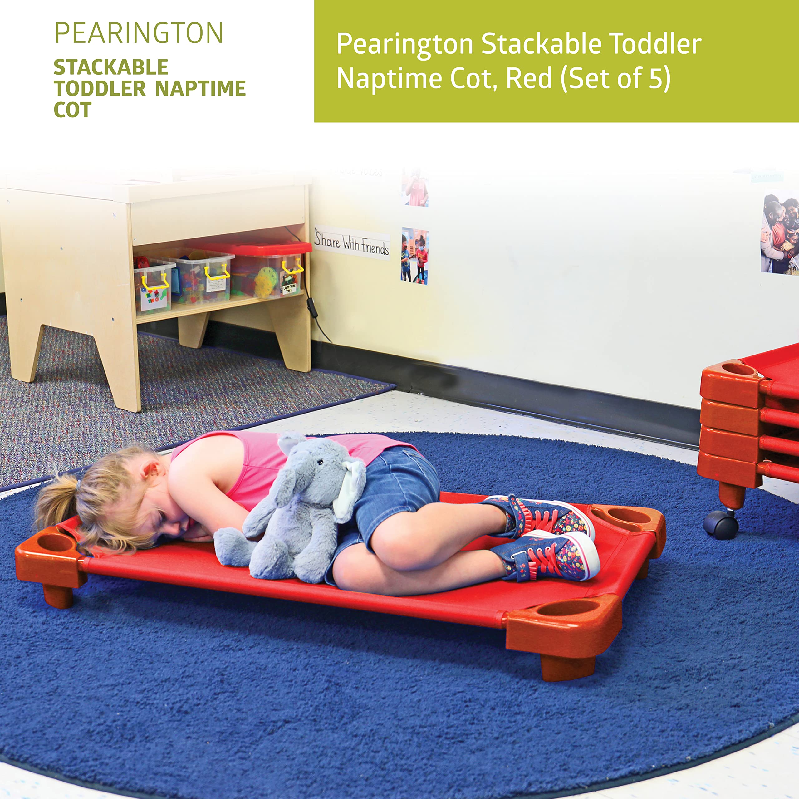 Snapklik.com : Pearington Stackable Toddler Naptime Cot, Red