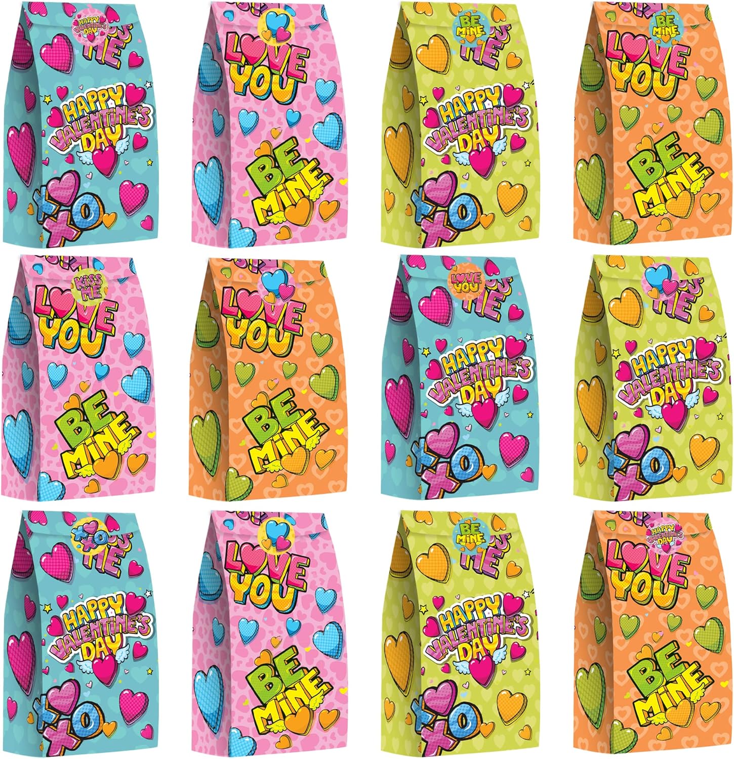 Amazon.com: ArtCreativity 24 Valentines Day Bags with 24 Stickers ...
