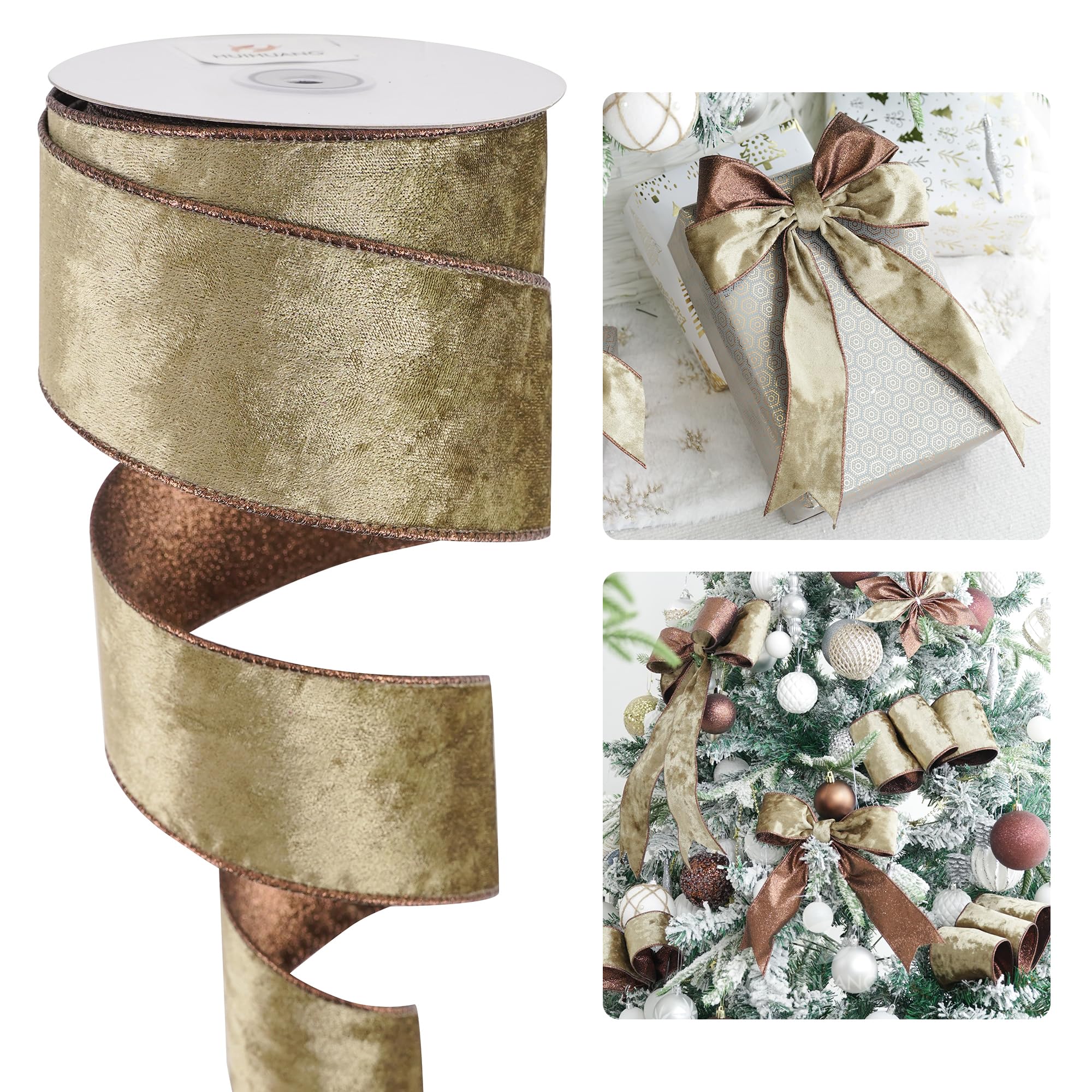 Amazon.com: HUIHUANG Brown Velvet Wired Ribbon 2.5 inch Brown Velvet ...