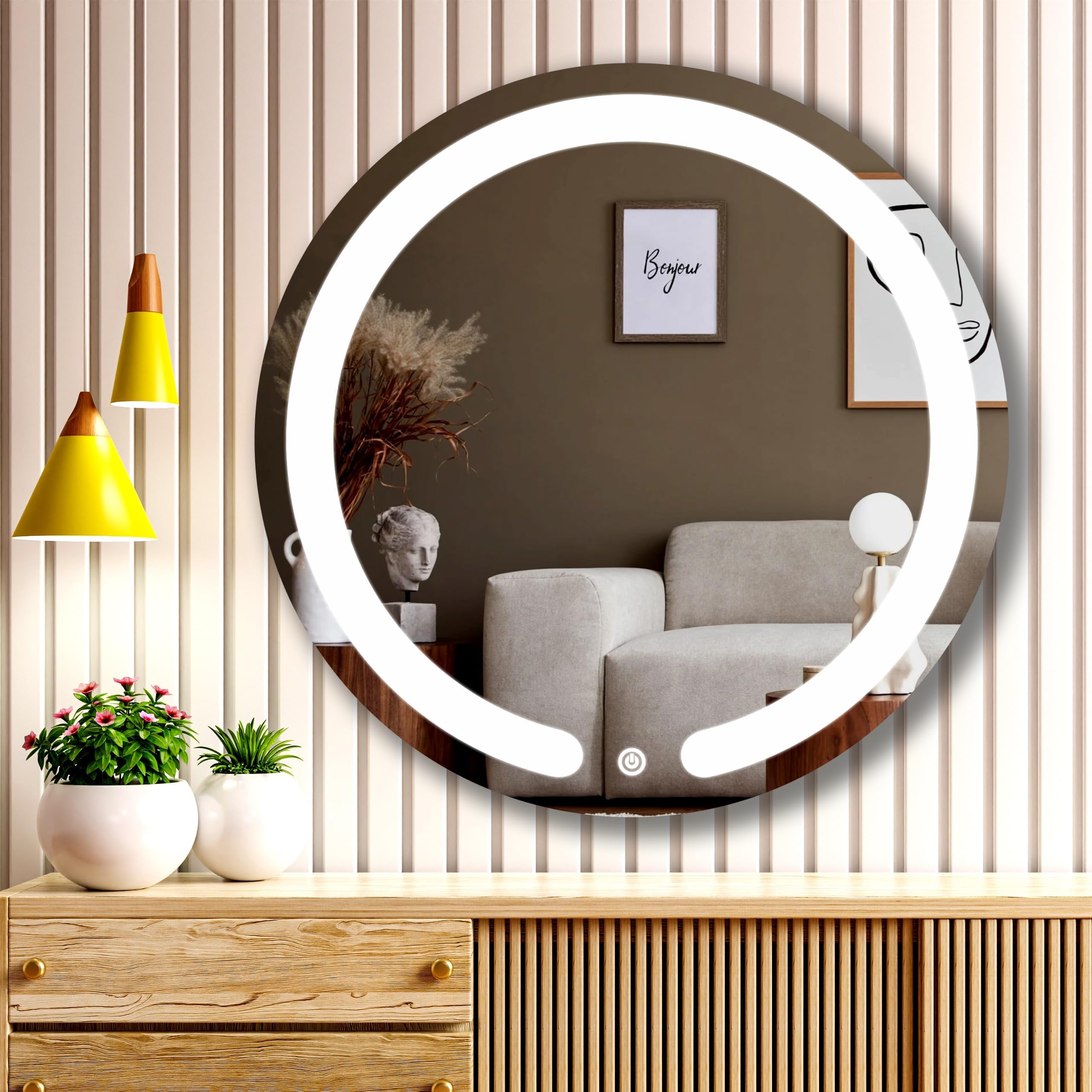 Buy NEVEX Round Wall Mounting Led Mirror with Bathroom,Light Mirror for ...
