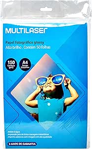 Glossy Paper Multilaser A4 150G C/ 50 Folhas - Branco - PE003 | Amazon ...
