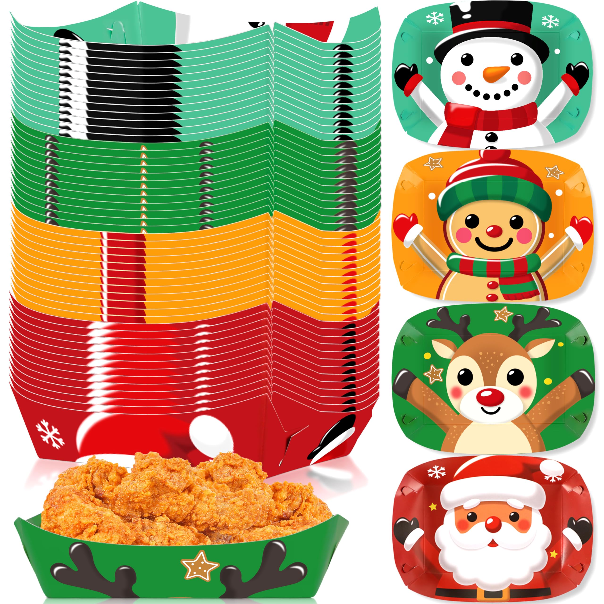 Amazon.com | Geefuun 50Packs Christmas Party Supplies Food Trays ...