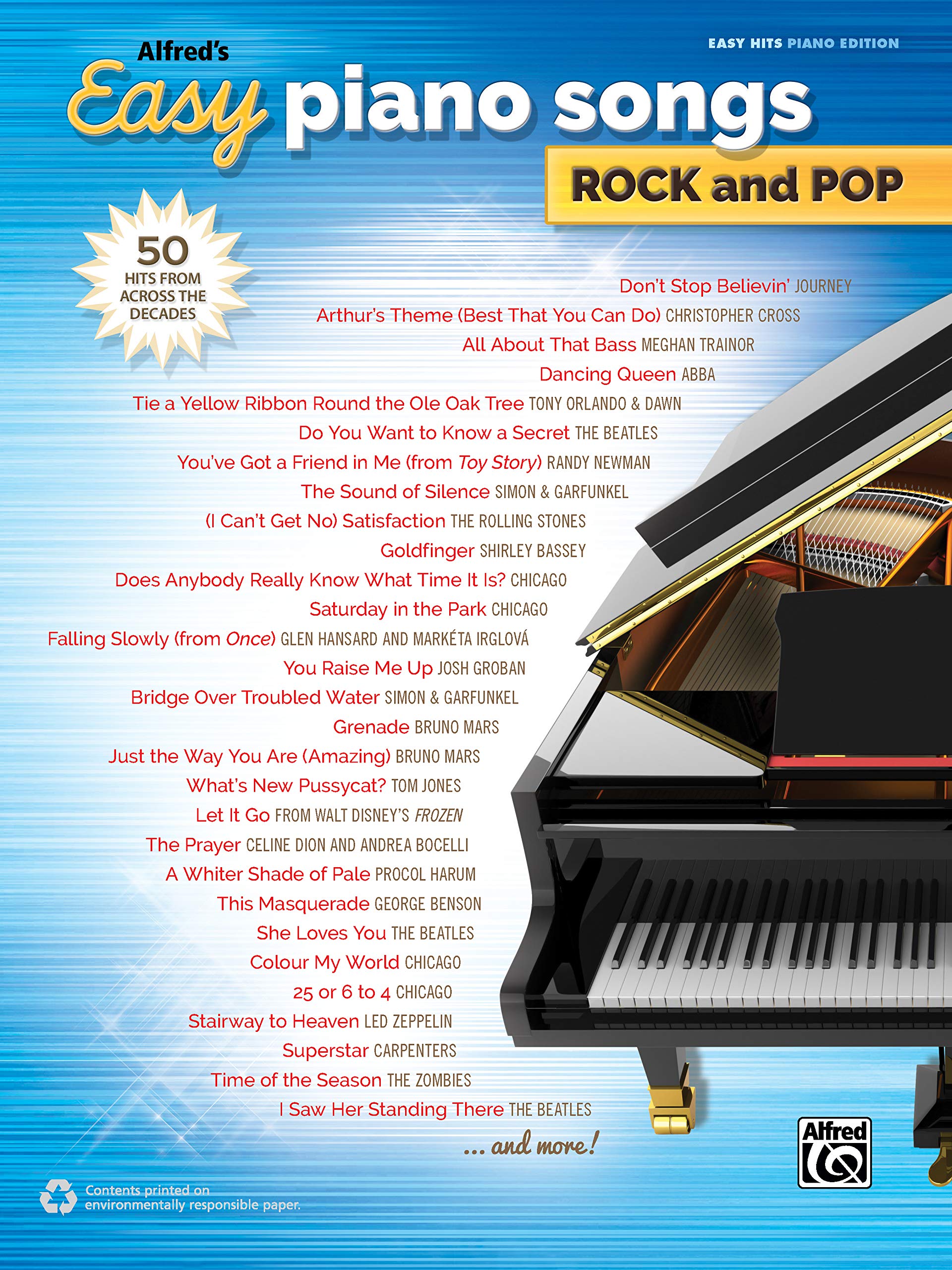 Buy Alfred's Easy Piano Songs Rock and Pop: 50 Hits from Across the ...