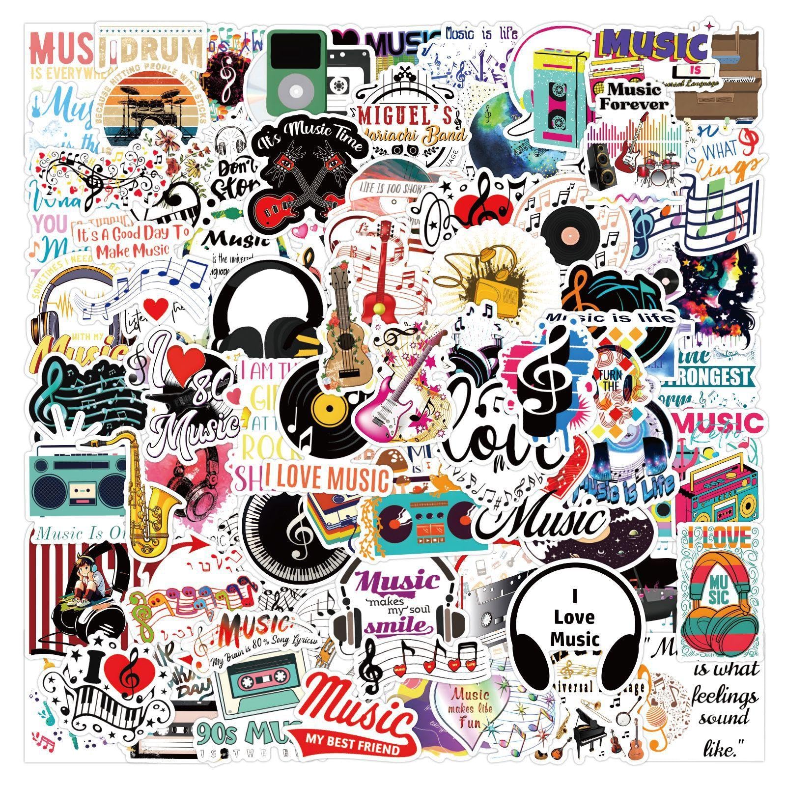 Amazon.com: 100pcs Music Stickers Aesthetic Motivational Vinyl ...