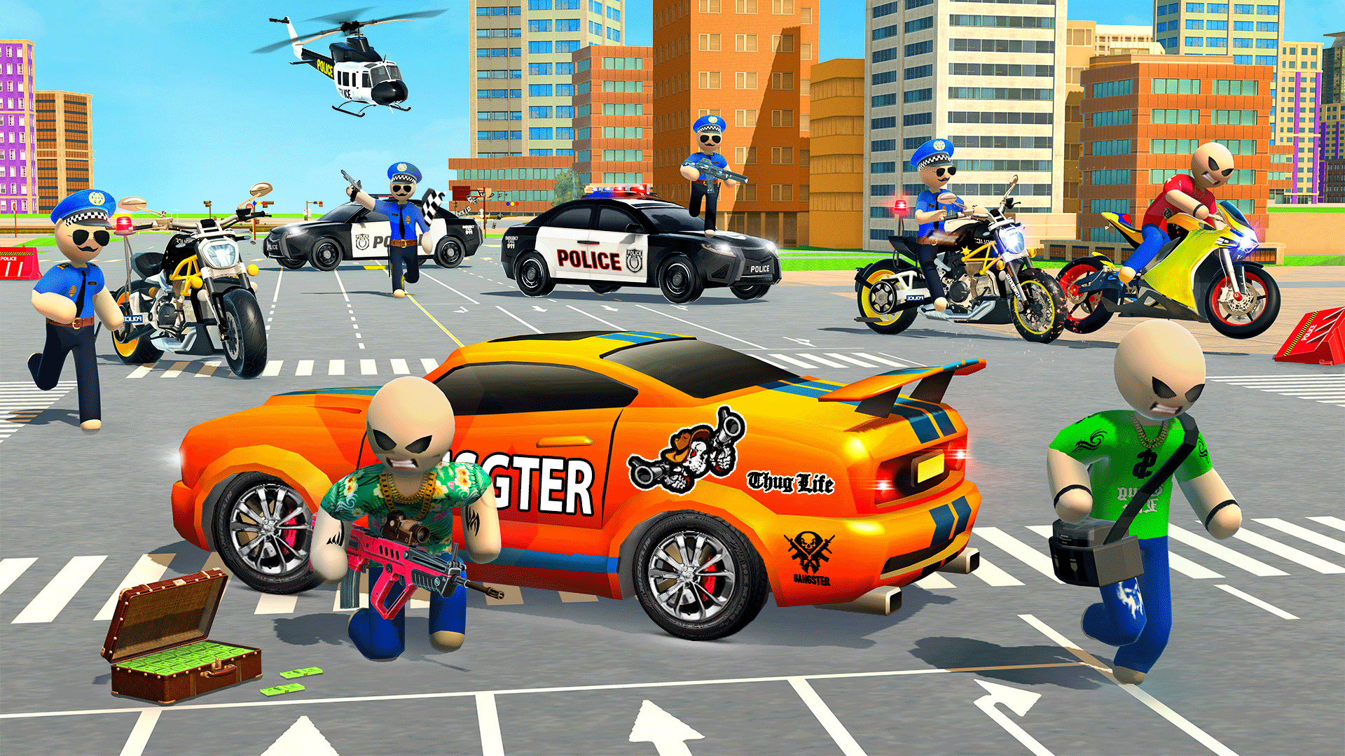 Stickman Police Motor Bike Gangster Crime Chase Games: Bike Chase 3D ...