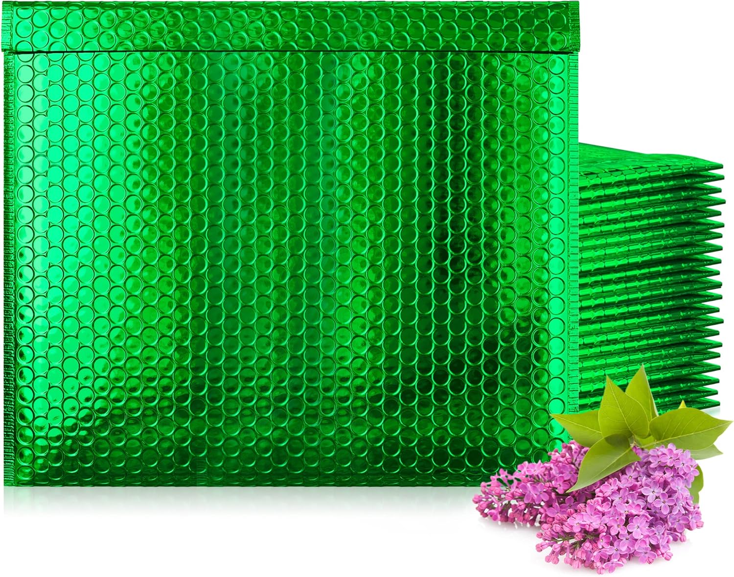 Amazon.com : PUREVACY Green Metallic Bubble Mailers, 13.75 x 11 Inch ...