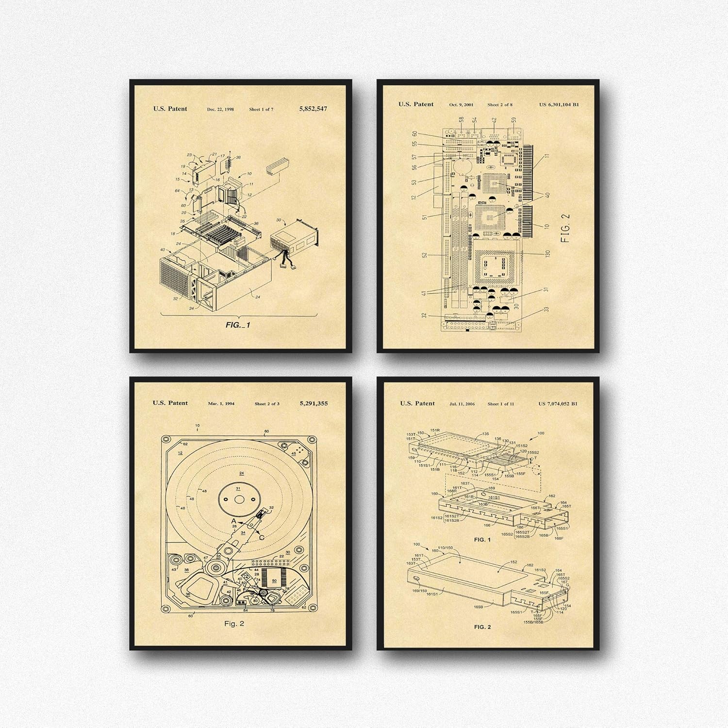 Computer Posters Set of 4 Computer Patent Posters Hard Drive Poster ...