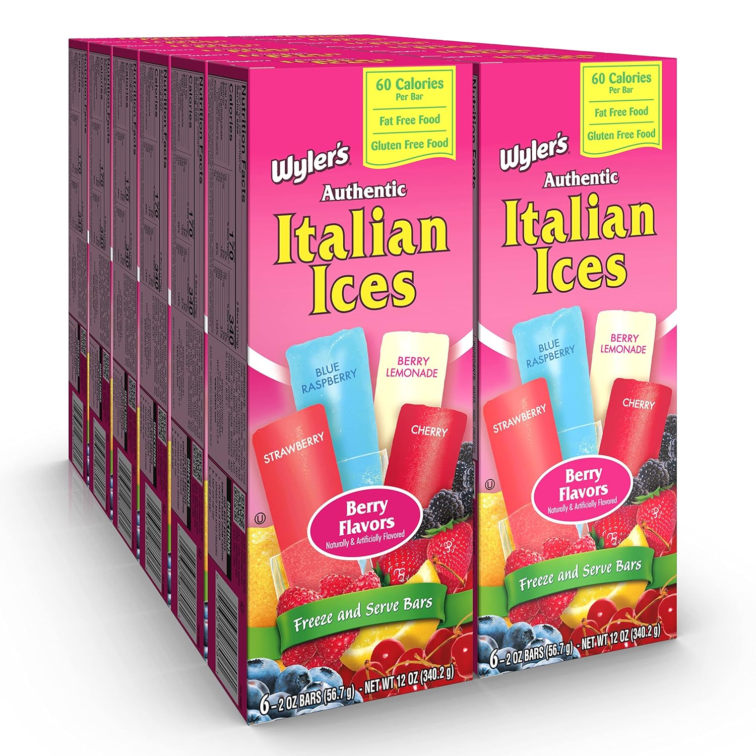 Amazon.com: Wyler's Italian Ice, Fat Free Freezer Bars, Berry & Cherry ...