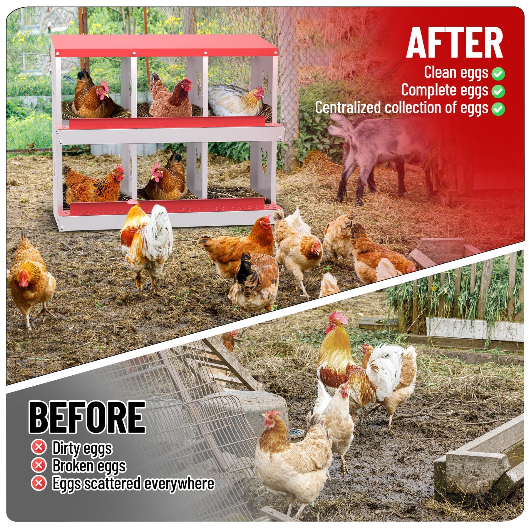 Snapklik.com : Chicken Nesting Box, Red 6 Hole Egg Laying Box, Suitable ...