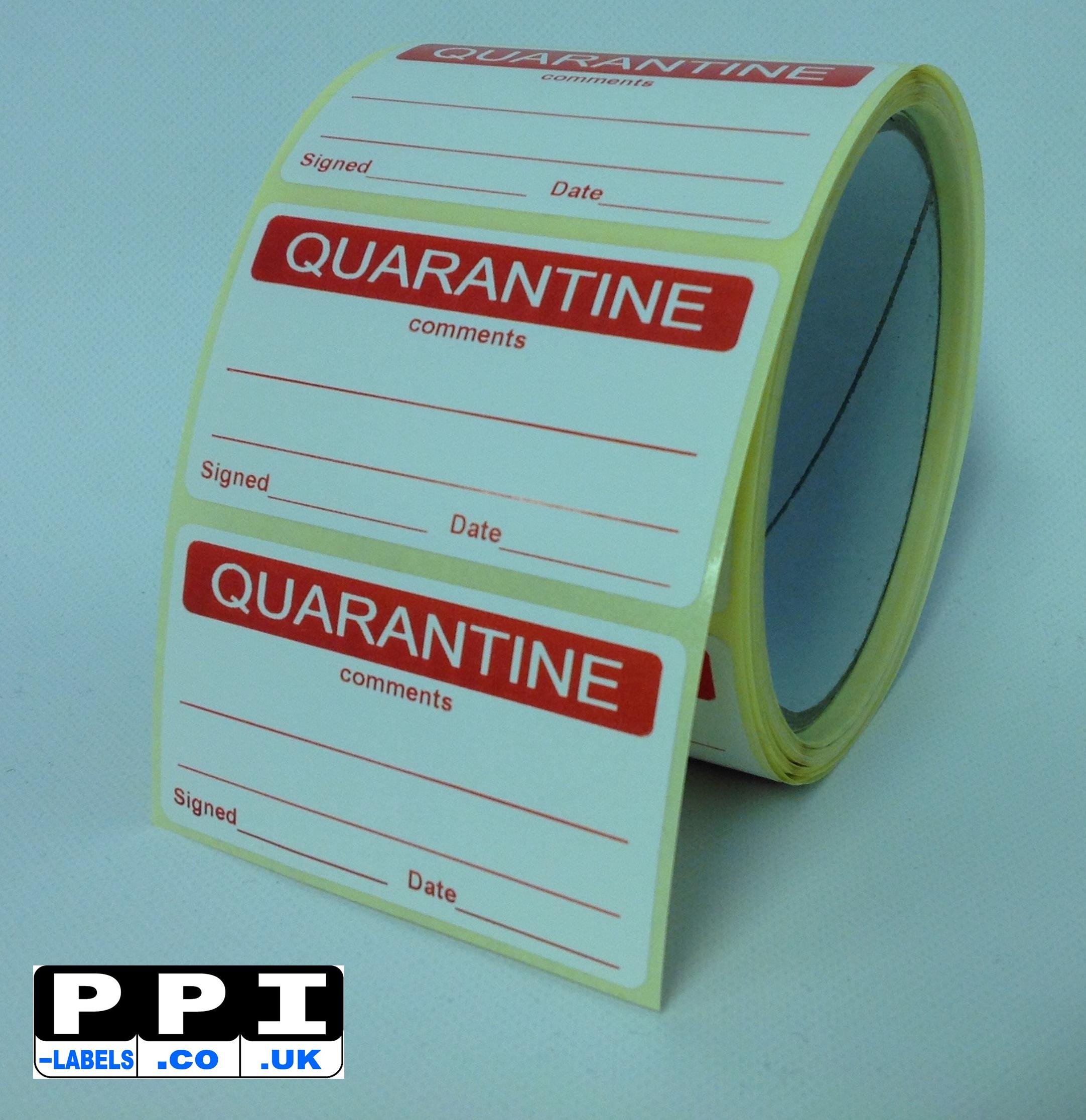 Quarantine Labels Stickers 500 Labels Per Roll 70x40mm Red Text ...