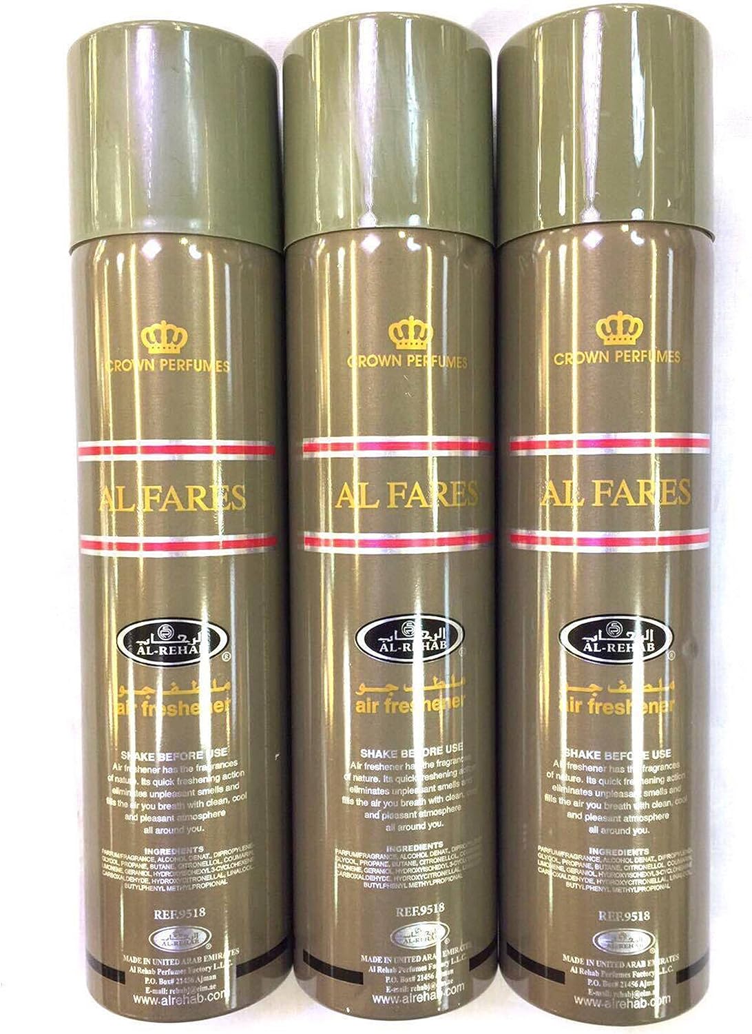 AL REHAB AL FARES AIR Freshener 300ML PACK OF 12 ROOM SPRAY HOME/CAR ...