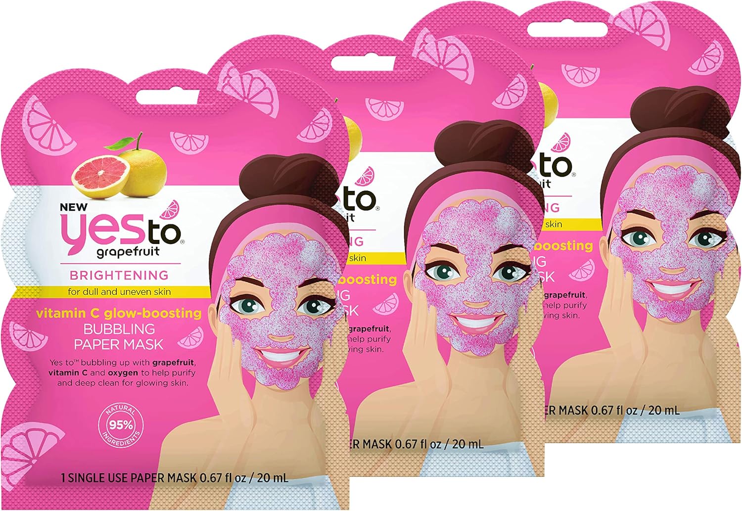 Yes To Grapefruit Vitamin C Glow-Boosting Bubbling Paper Mask Single ...