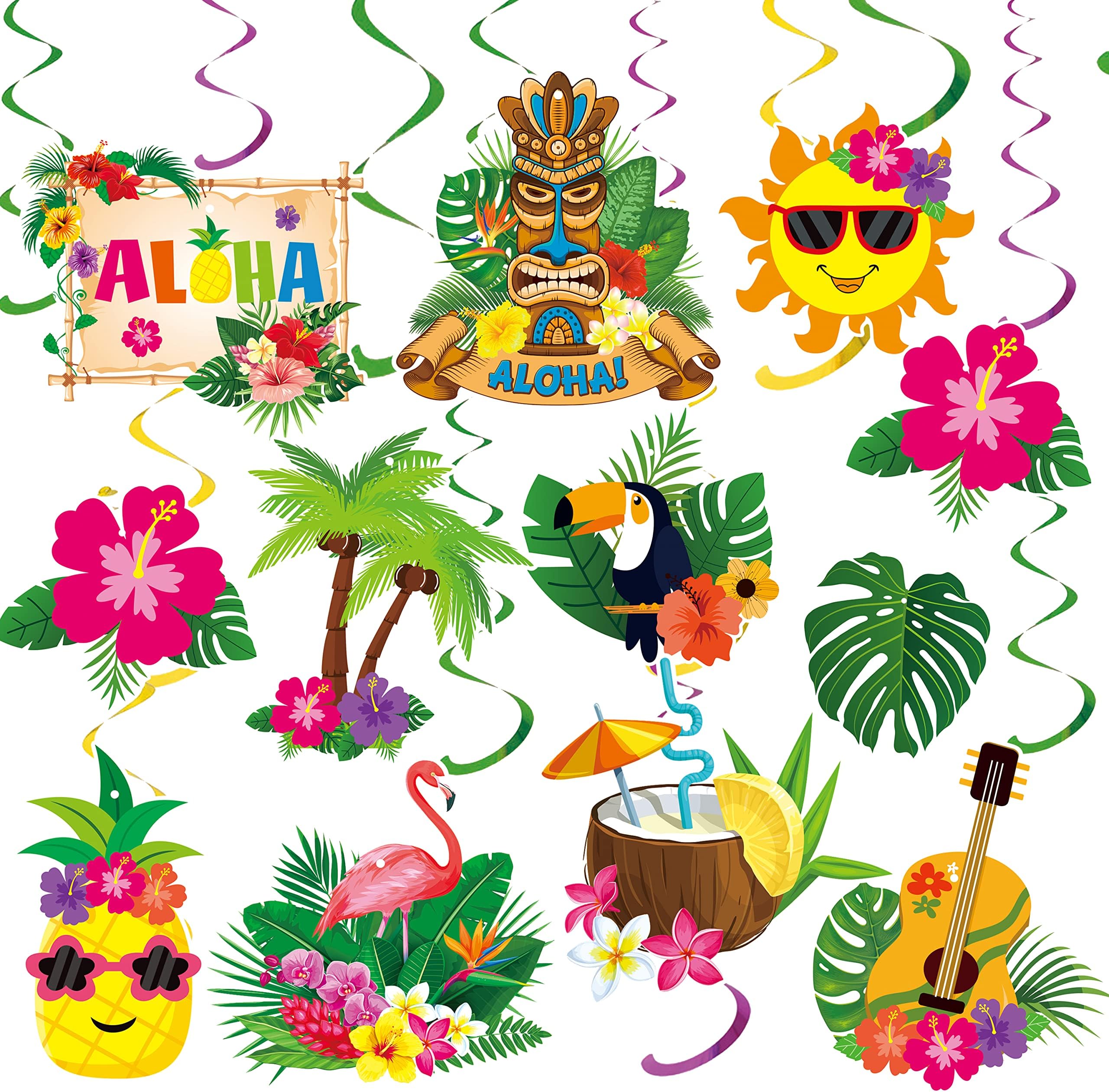 Amazon.com: 30pcs Luau Party Decorations Hawaiian Decorations Tiki ...