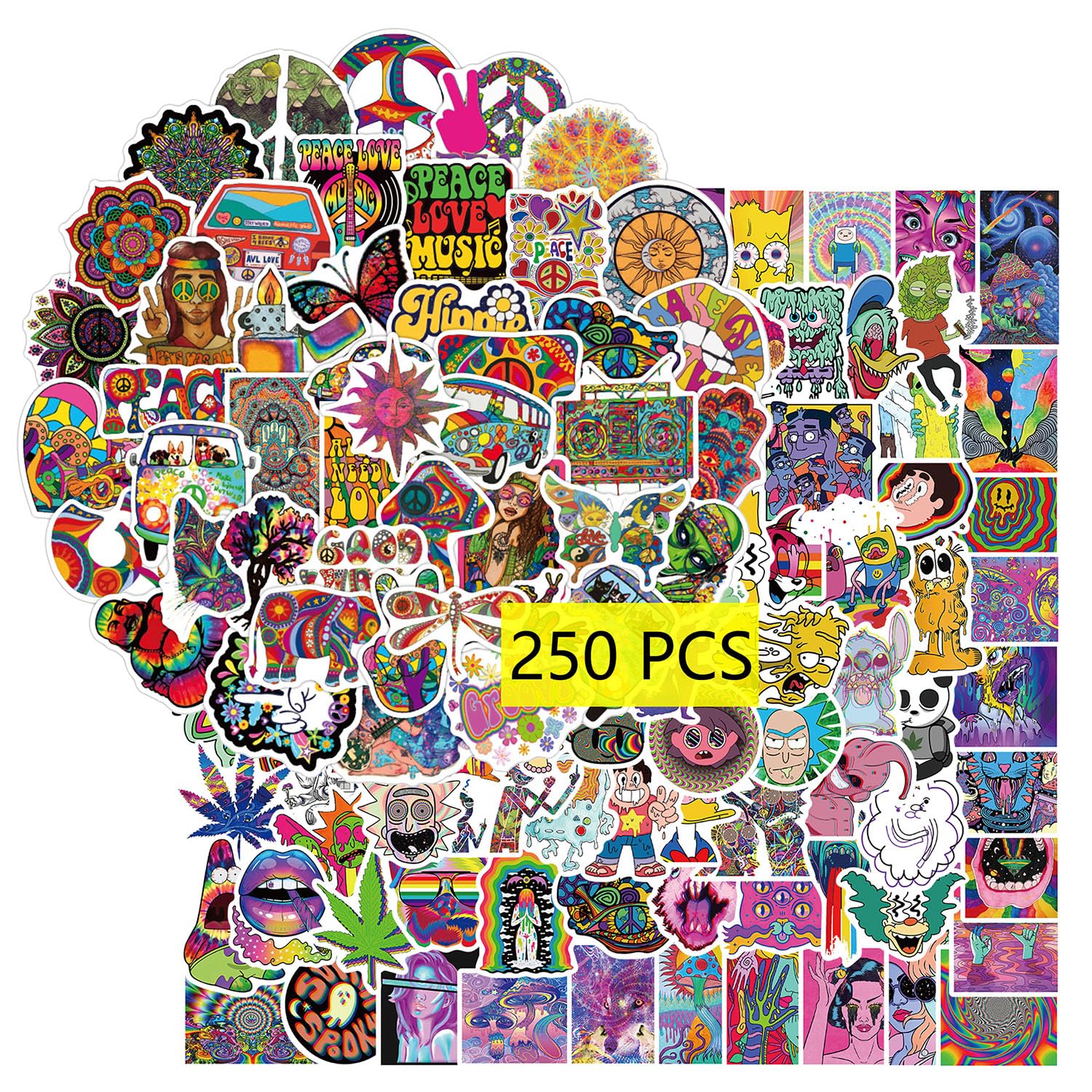 GTOTd Trippy Stickers (250Pcs) Dazzling Psychedelic Gifts Merchandise ...