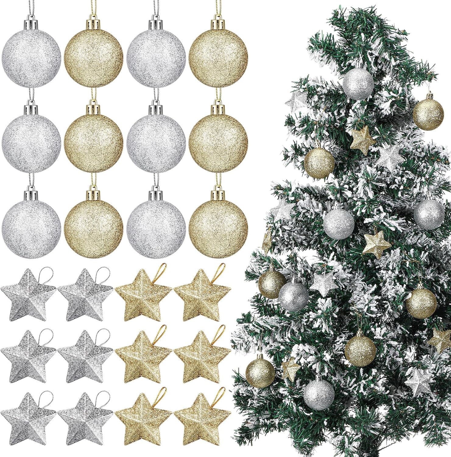 Amazon.com: Syhood 24 Pcs Christmas Tree Ornaments Set 1.97"/5 cm ...