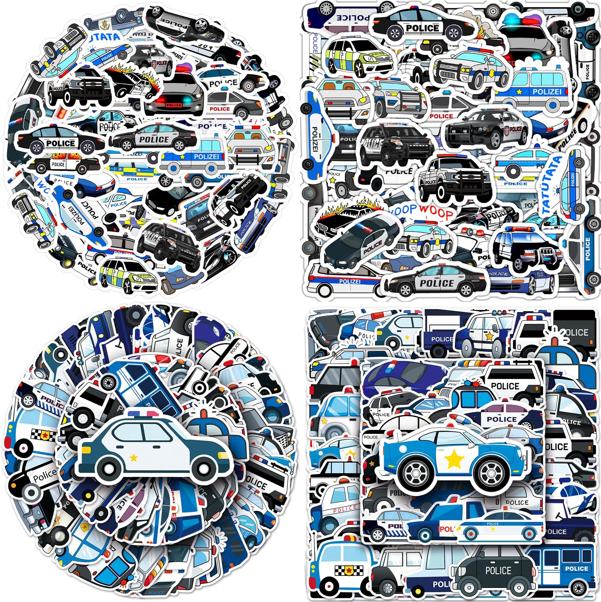 Amazon.com: 100Pcs Police Car Stickers Cartoon Cute Police Vinyl ...