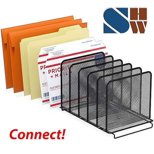 Snapklik.com : Simple Houseware 5 Section Upright File Sorter Organizer