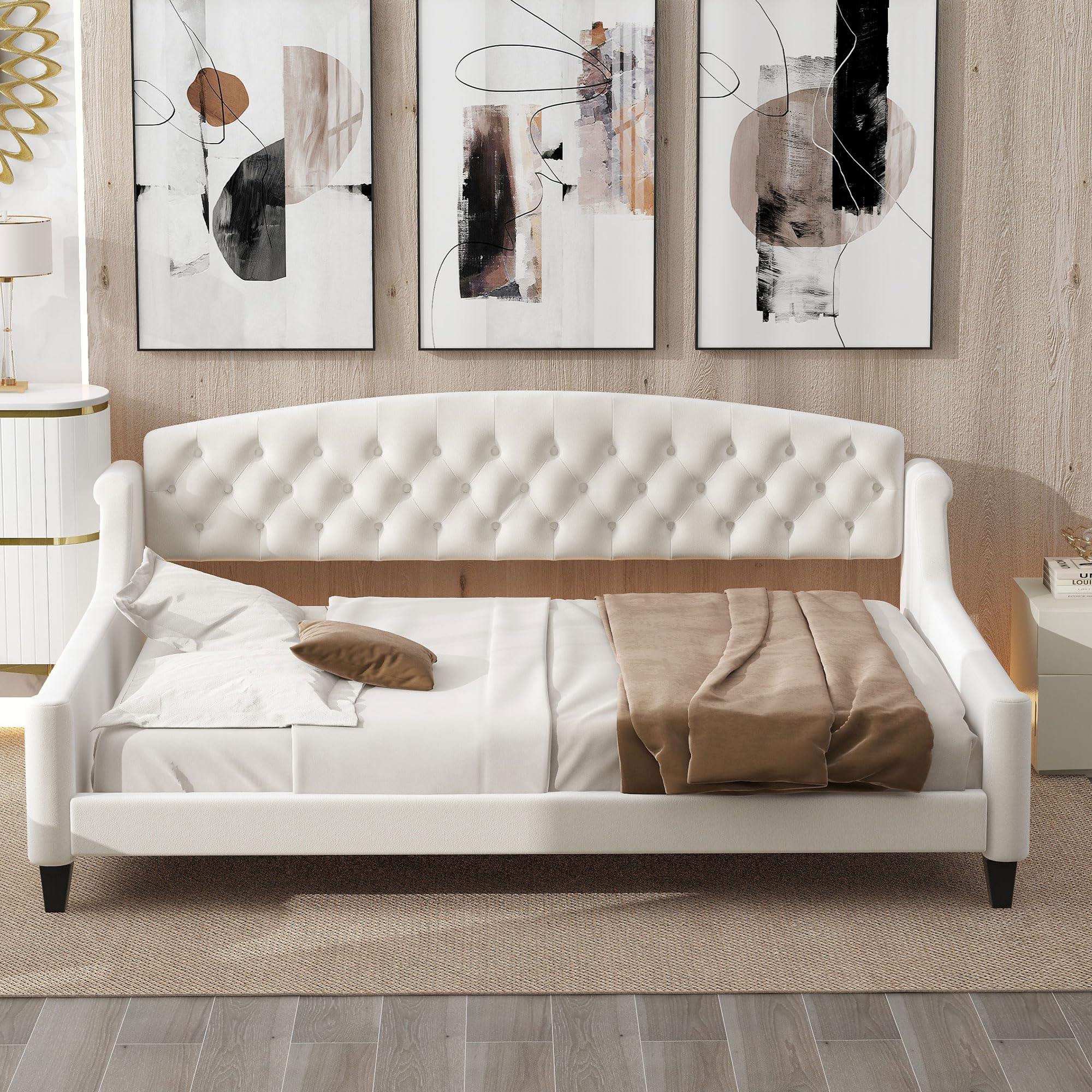 Amazon.com: LUSPAZ Full Size Upholstered Daybed with Tufted Button ...