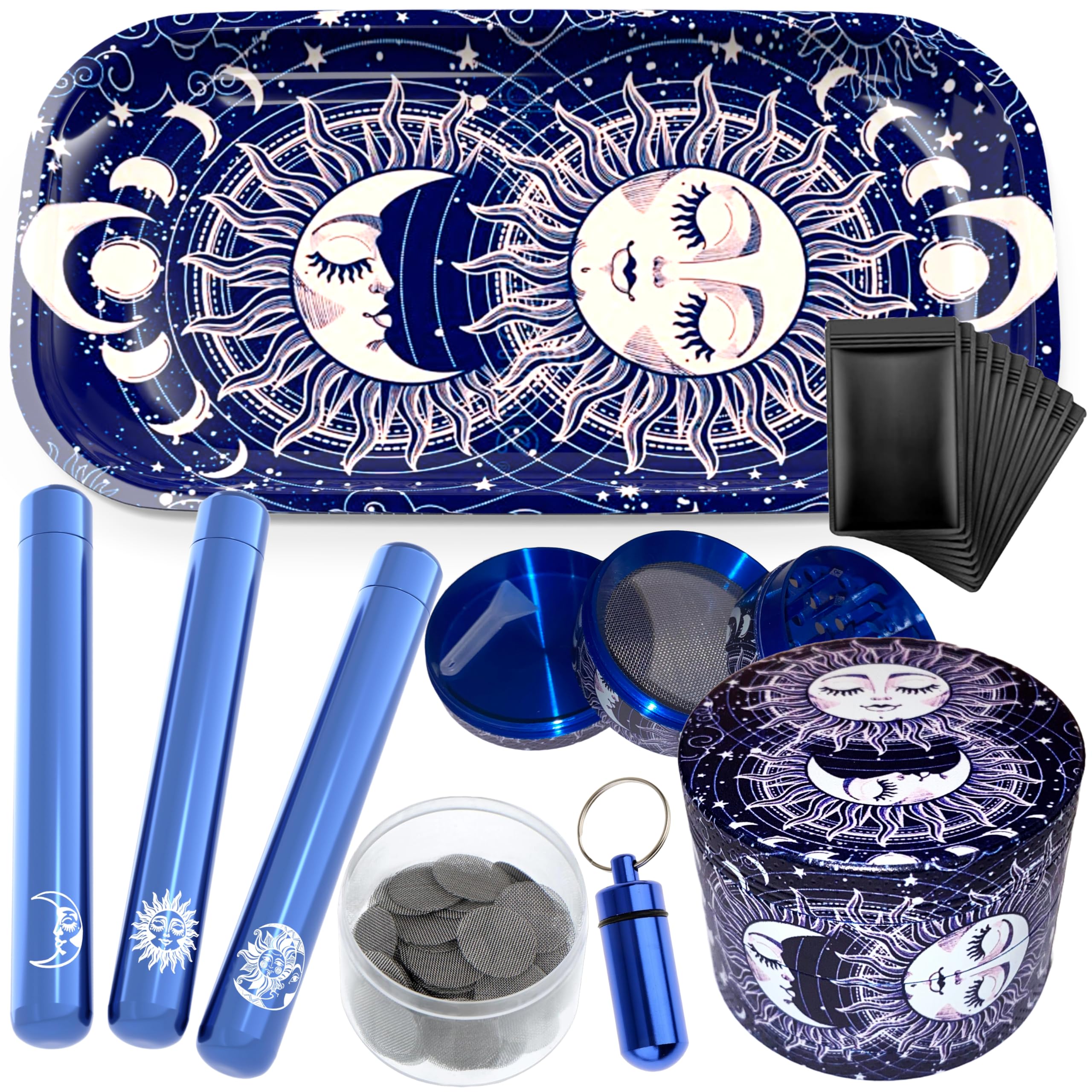 Rolling Tray Bundle Smoking Kit - Metal Rolling Tray, Pre Roll Tubes ...