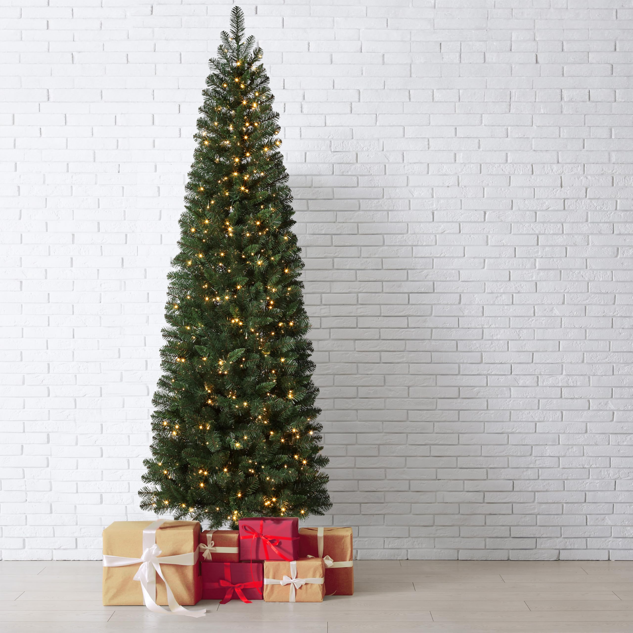 Amazon.com: Haute Decor 7.5 Foot Pencil Deerfield Spruce Christmas Tree ...