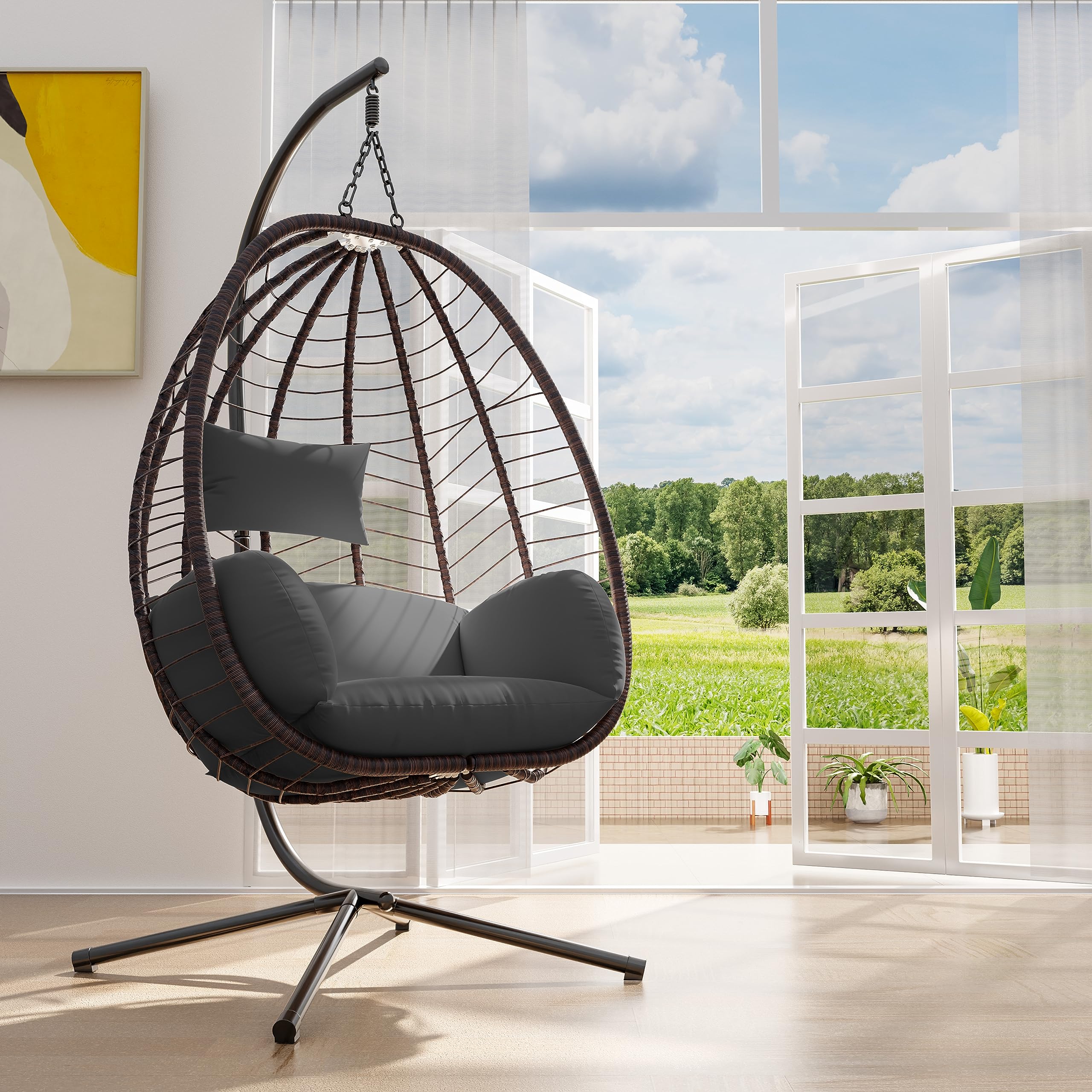Gotland - Silla colgante de huevo con soporte, hamaca columpiada para ...