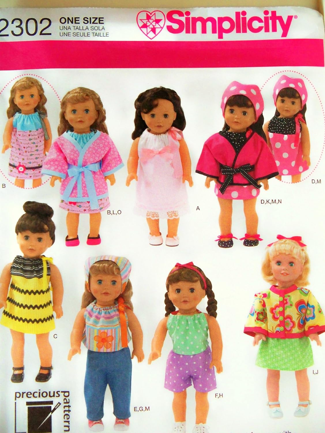 Amazon.com: Simplicity Pattern 0476 ~ Clothes for 18 Inch Doll : Arts ...