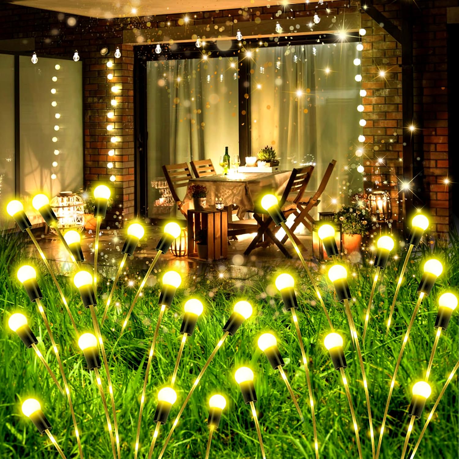 New Upgraded 5pk 280 LED Solar Firefly Lights Sway with Wind - Outdoor ...