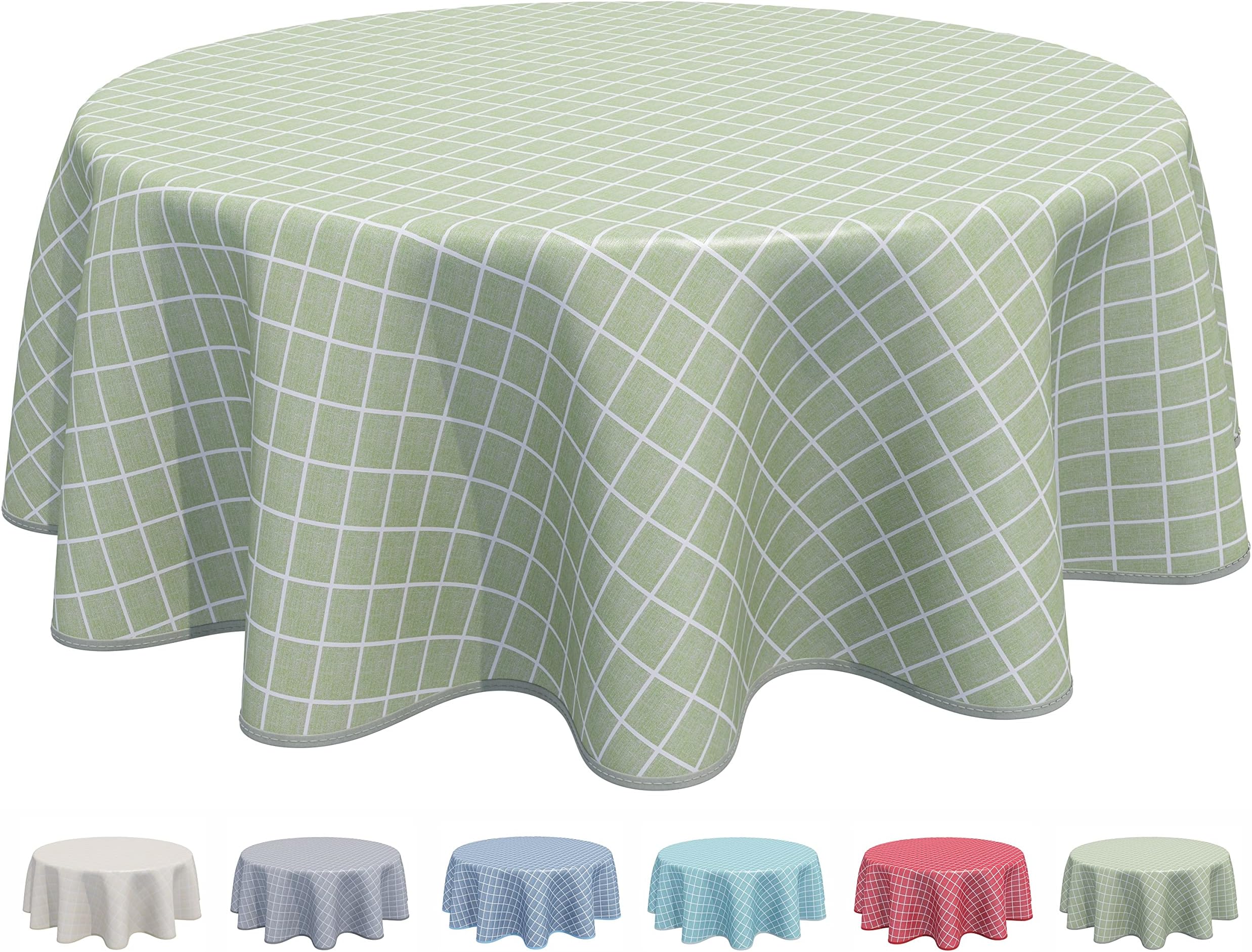 Home Direct Round Oilcloth PVC Wipe Clean Tablecloth 160cm 62" Check ...