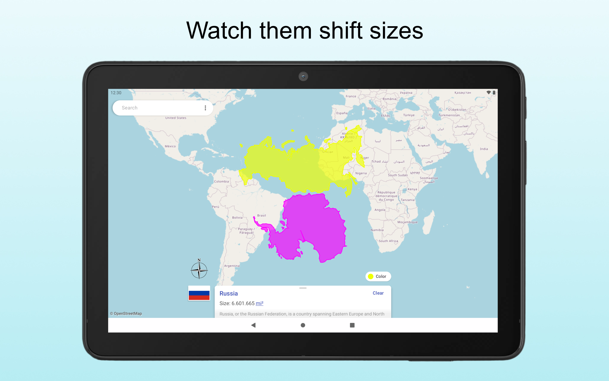 TrueWorld Maps: Country Facts - Compare countries' real sizes - App on Amazon Appstore