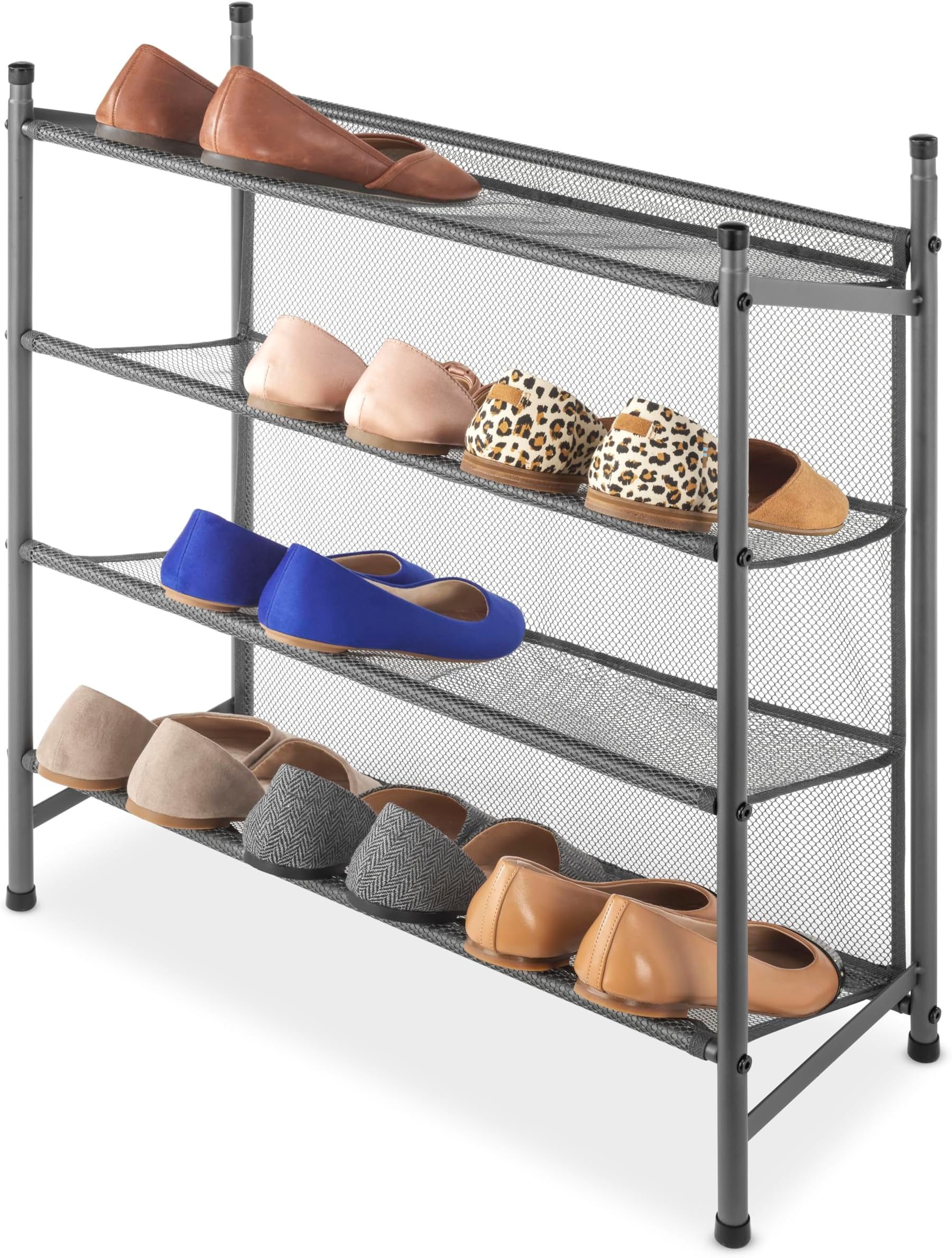 Amazon.com: Whitmor Metal & Mesh 4-Tier Shoe Rack - Store up to 12 ...