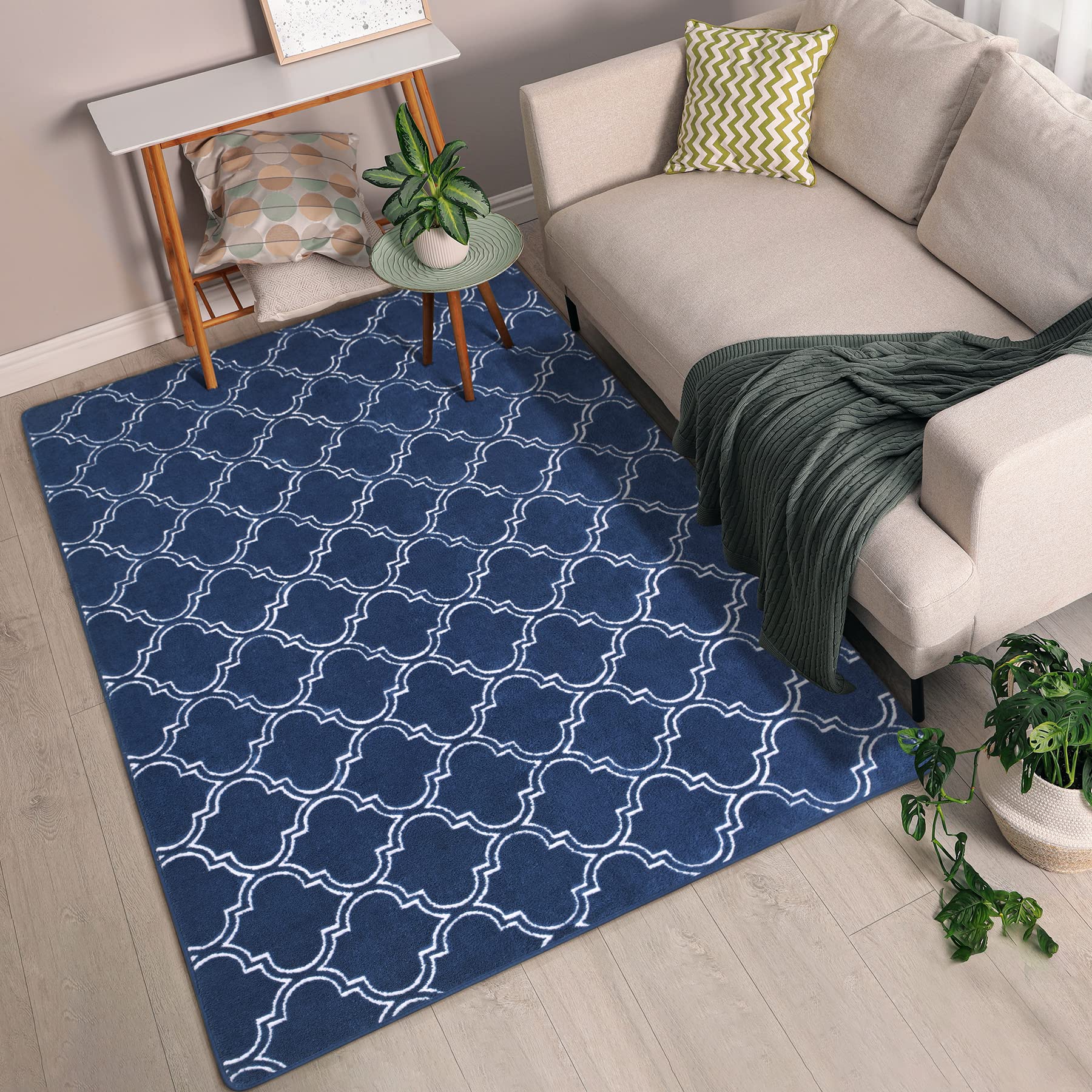 Chicrug Shag Geometric Modern Area Rug for Living Room, 7x10 Feet Large ...