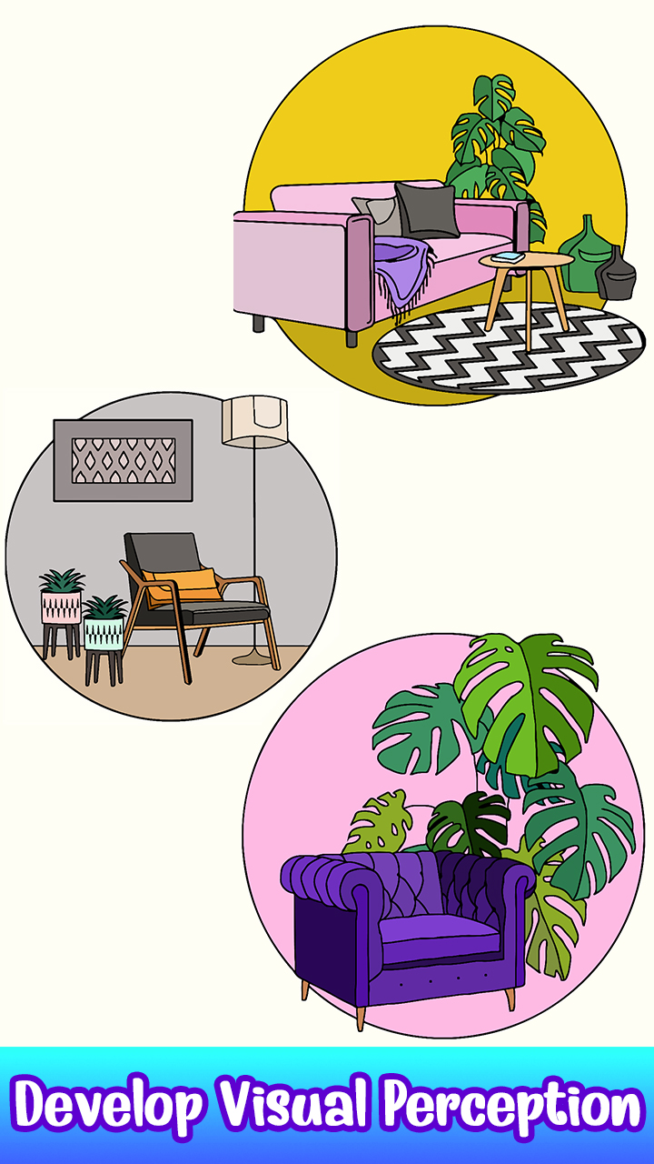 Furniture Color By Number - House Interior Glitter Painting:Amazon.com ...