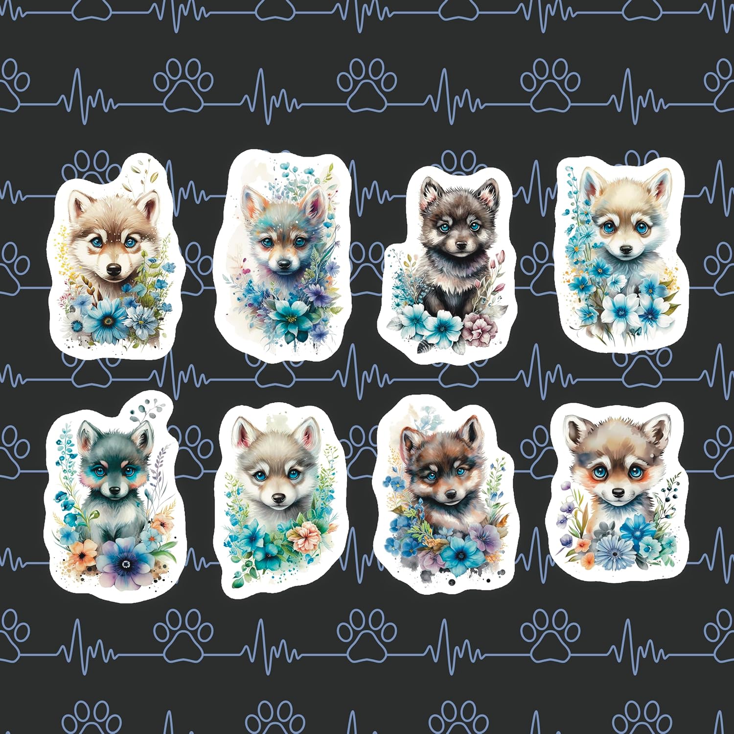 Amazon.com: Wolf Cub Stickers. Set of 24 Stickers (3 Sets of 8) Wolf ...