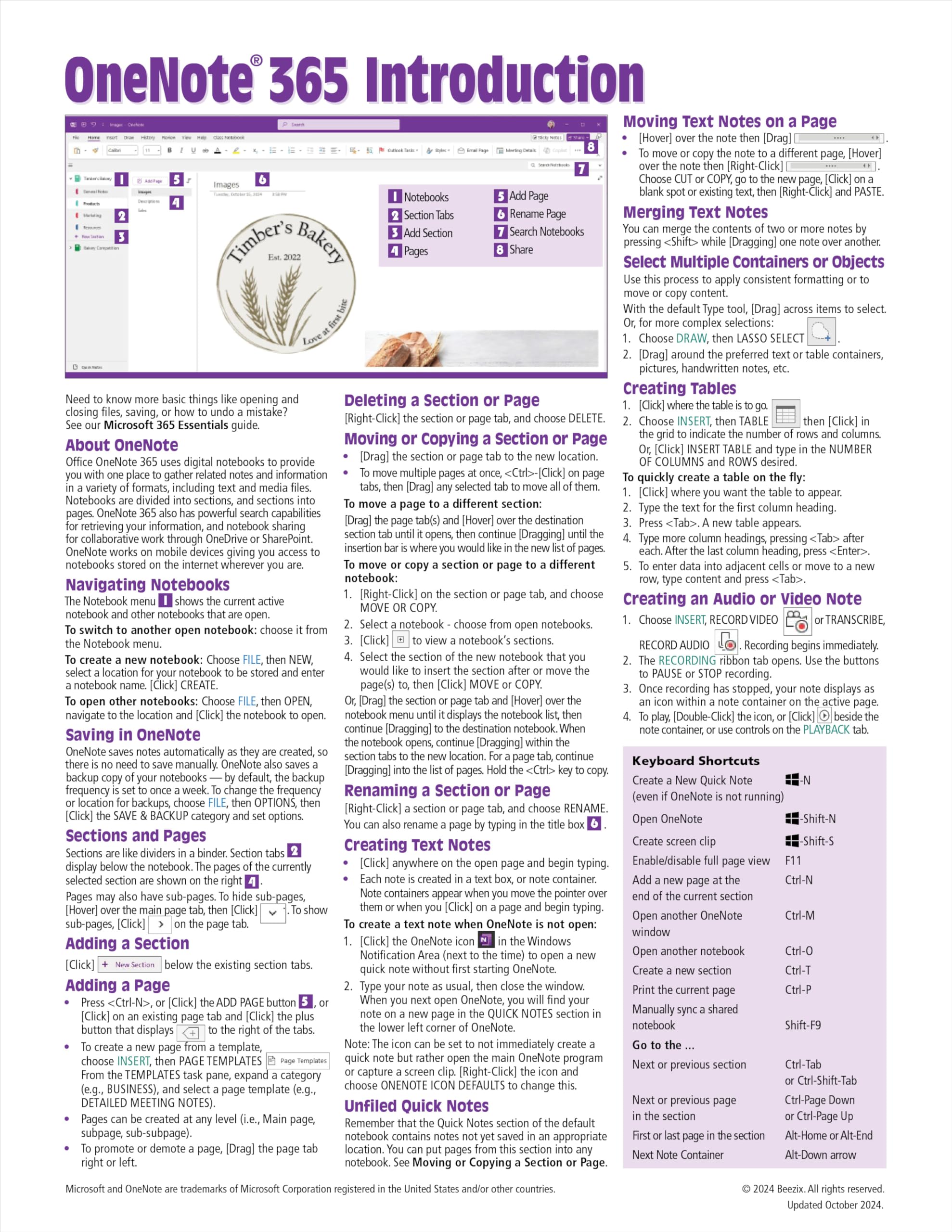 Buy OneNote 365 Introduction Quick Reference Guide - Windows Version ...