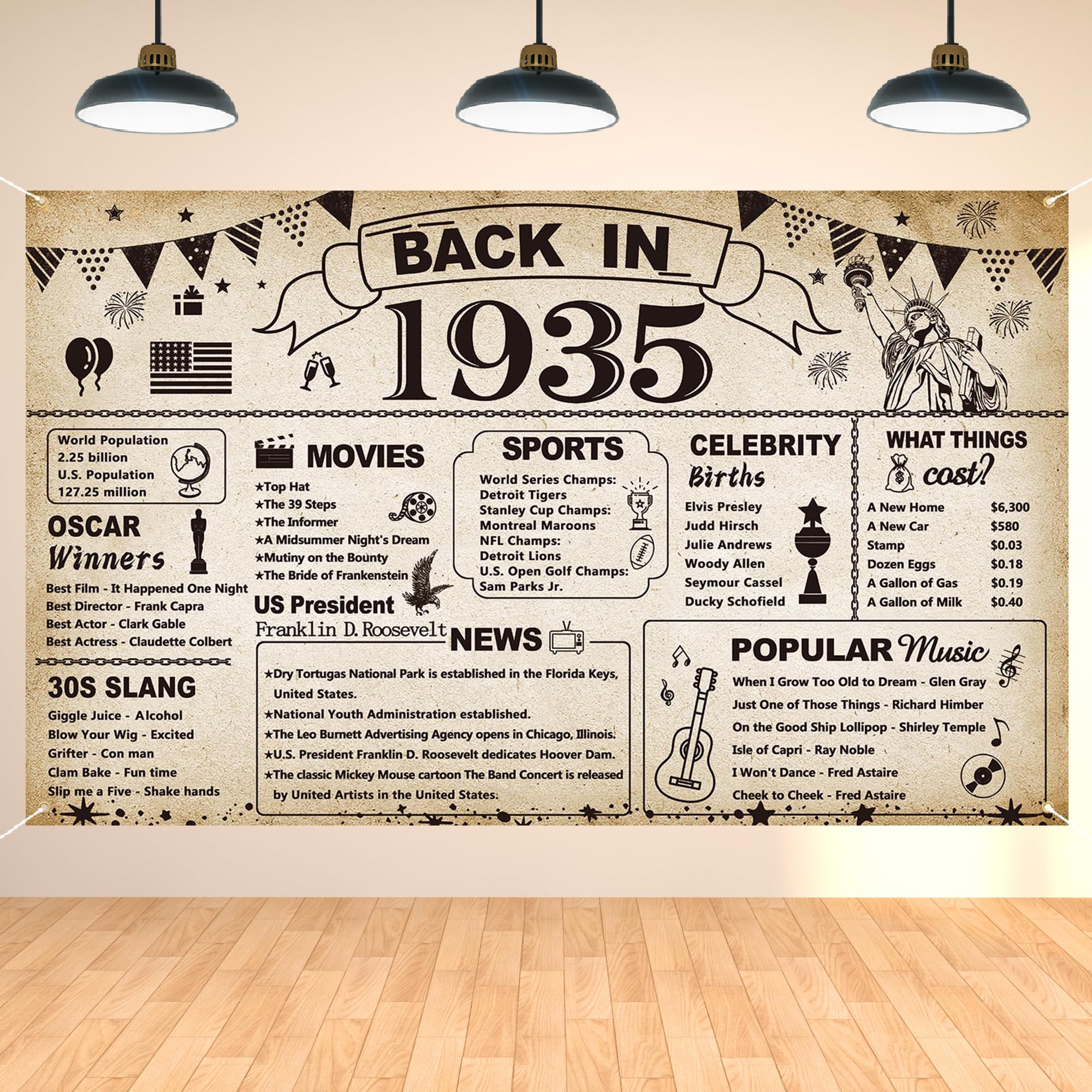Amazon.com: DARUNAXY 90th Birthday Party Decorations, Vintage Back in ...