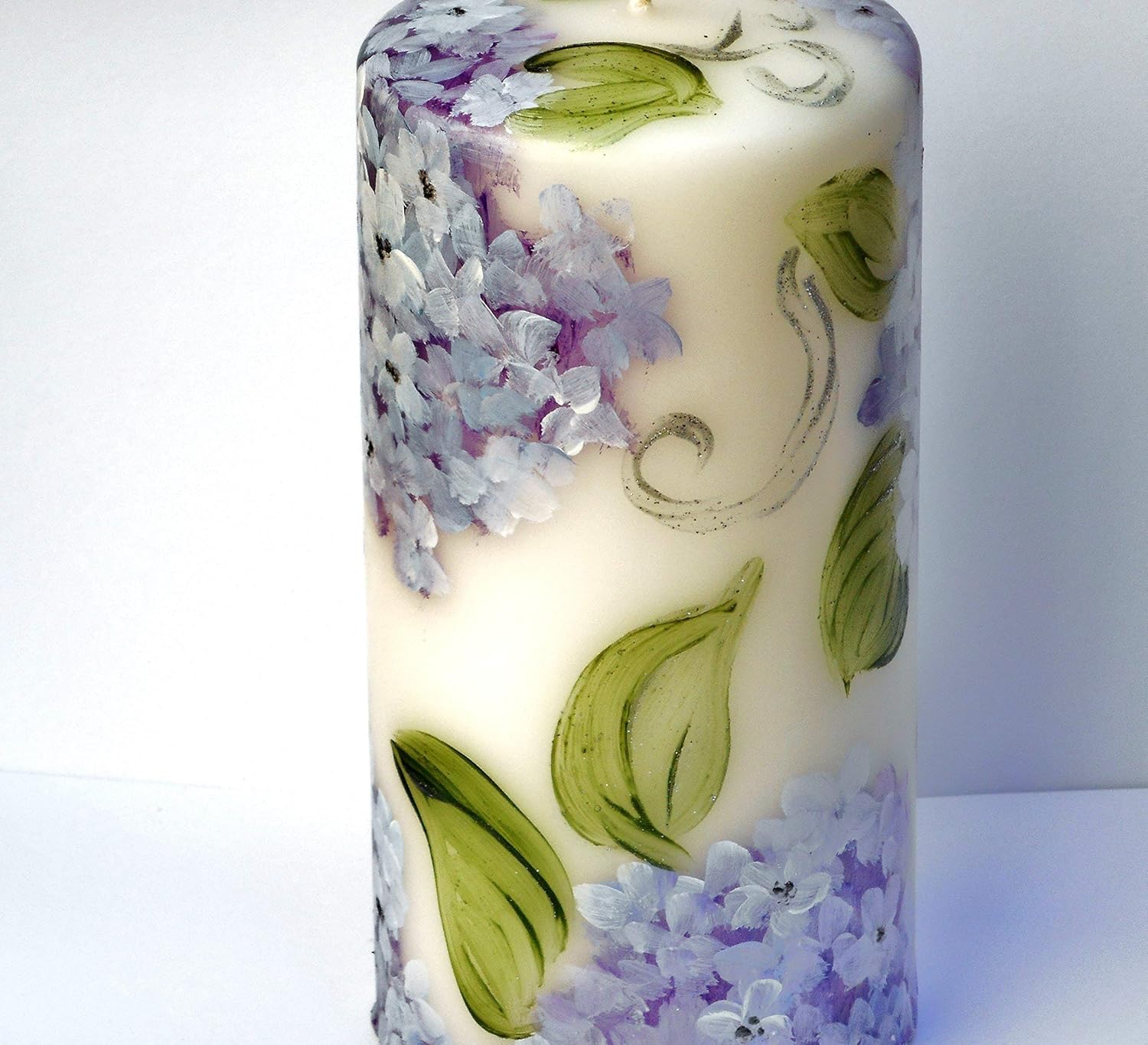 Amazon.com: Romantic Large Decorated White Pillar Flower Candle With ...